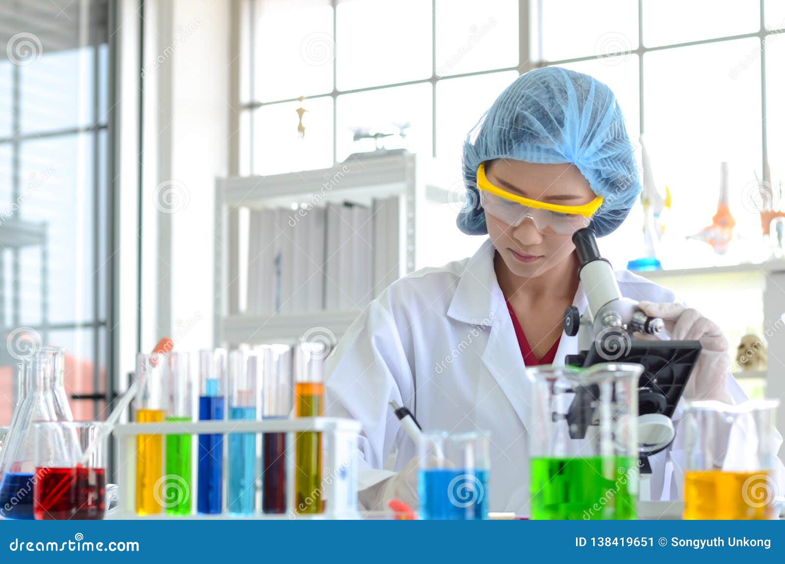 Woman Scientist Doing Experiment. Stock Image - Image of microbiology ...