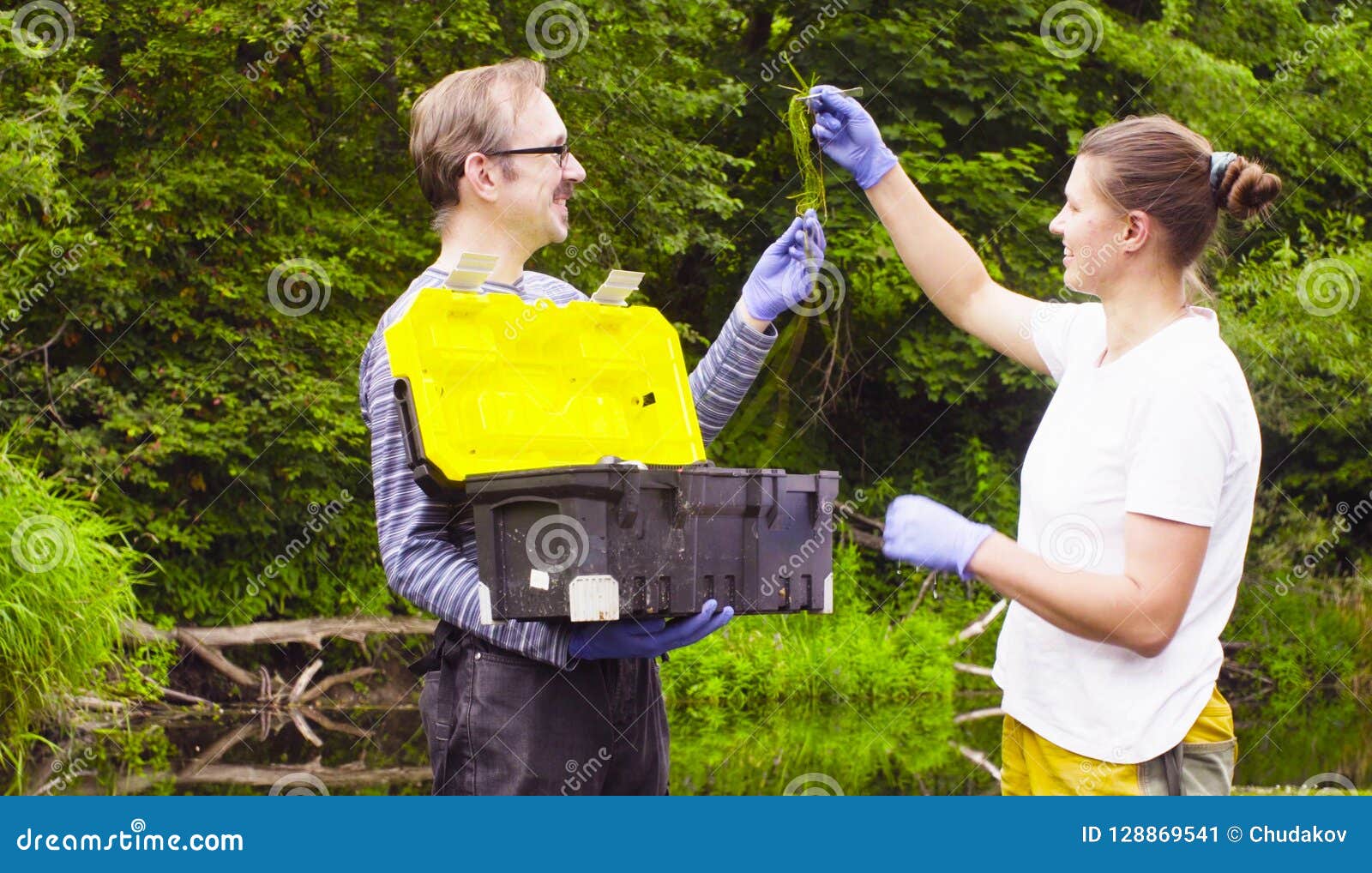 Woman Scientist Ecologist Taking Samples of Duckweed Stock Image ...