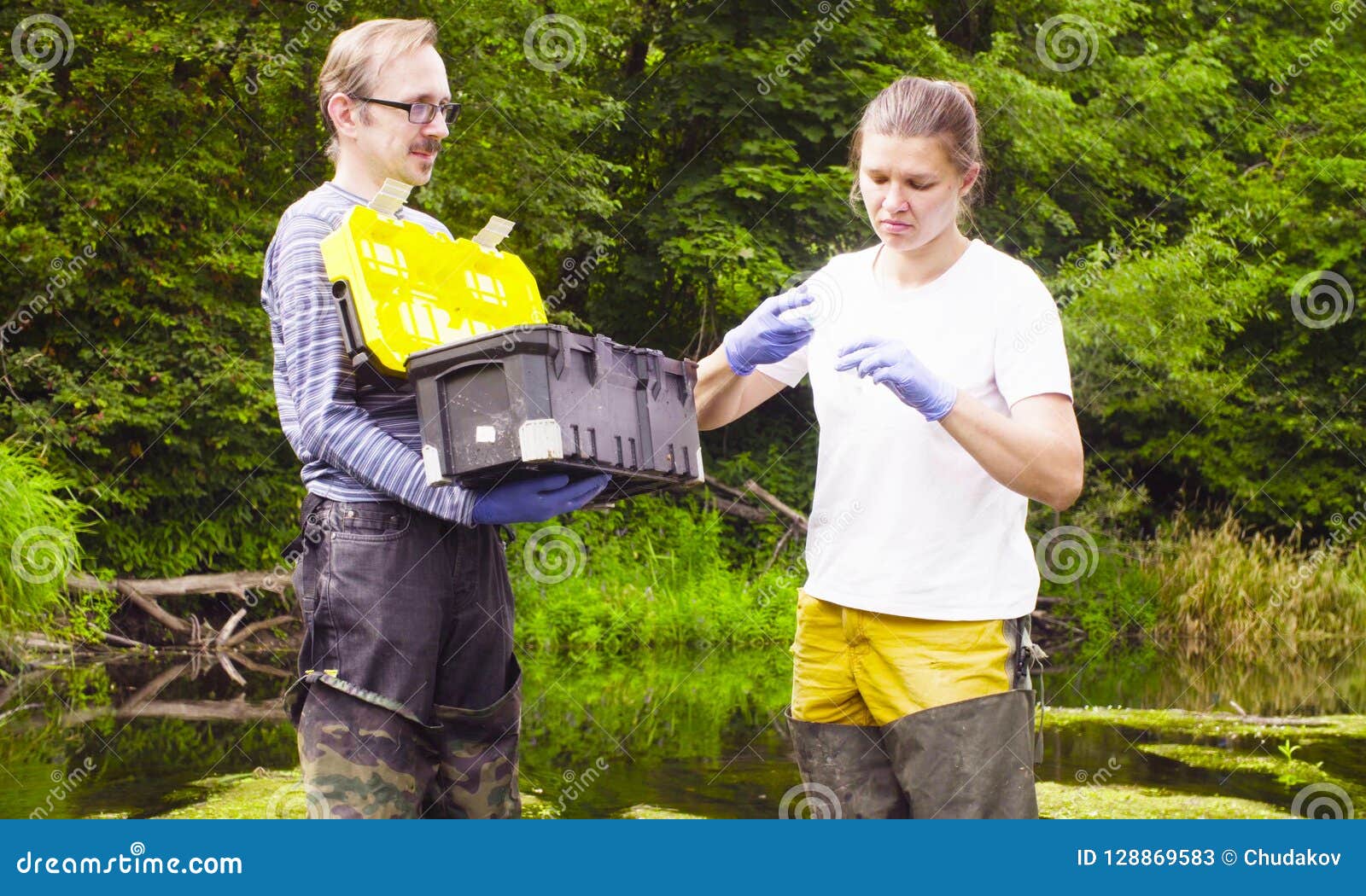 Woman Scientist Ecologist Taking Samples of Water Stock Image - Image ...