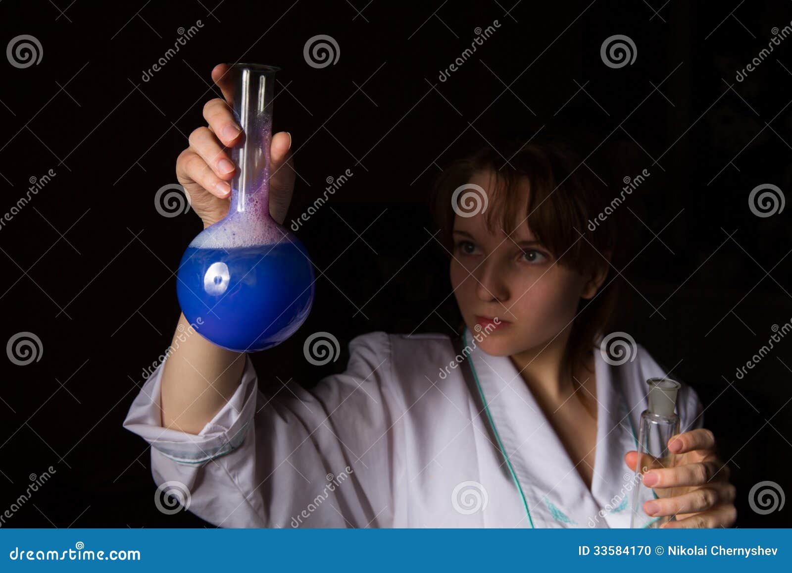 Woman Scientist Holding a Flask Stock Photo - Image of human, liquid ...