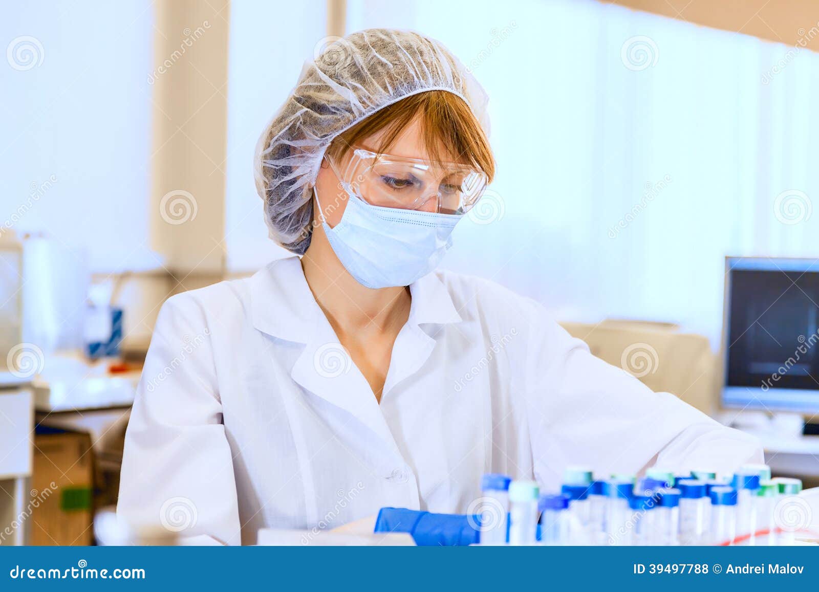 Woman Scientist in Laboratory Stock Photo - Image of occupation, mask ...