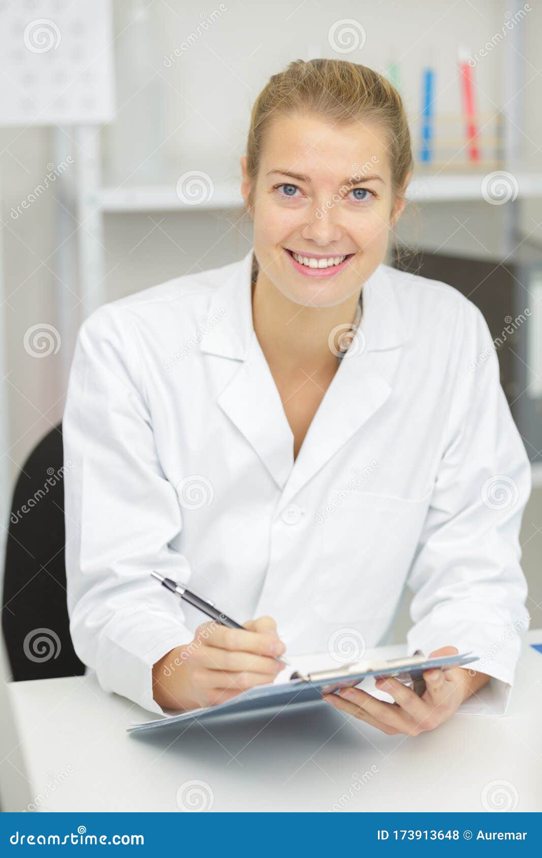 Woman Scientist in Laboratory Writing Down after Lab Tests Stock Photo ...