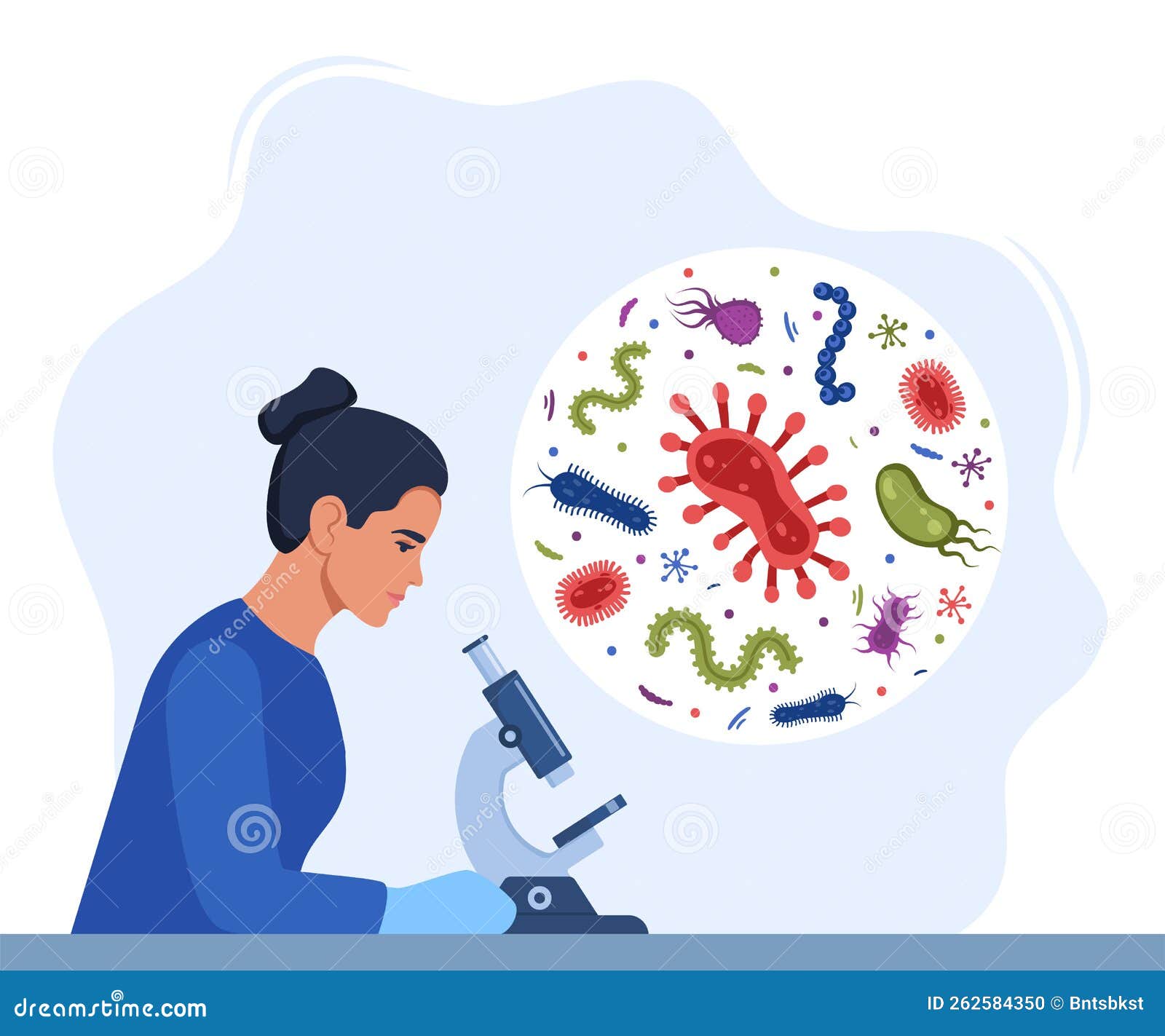 Woman Scientist, Microbiology Researcher with Microscope ... Woman Scientist, Microbiology Researcher with Microscope ...