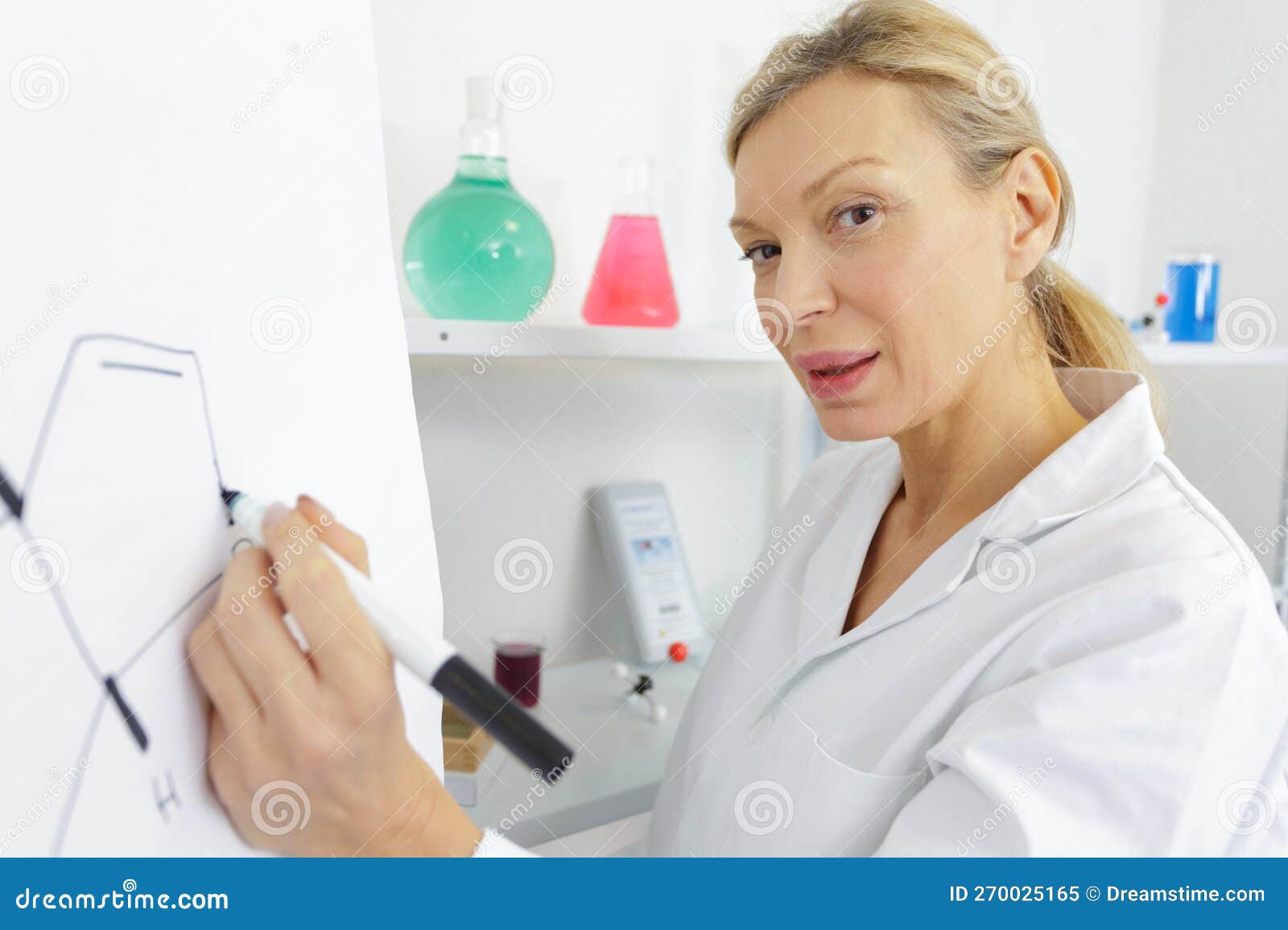 Woman Scientist with Science Formula Stock Image - Image of teacher ...