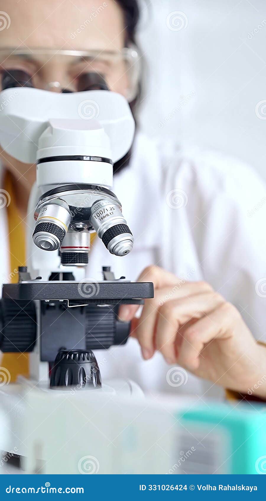 Woman Scientist Using Microscope in Laboratory. Microbiology Science ...
