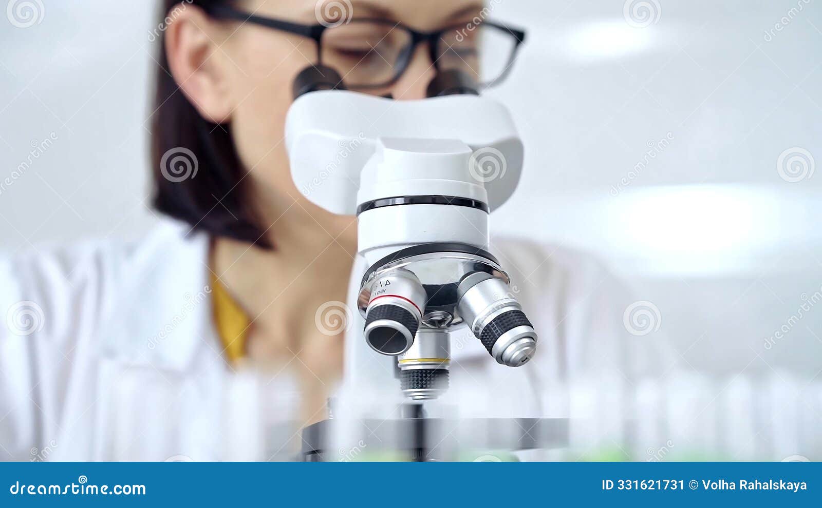 Woman Scientist Using Microscope in Laboratory. Microbiology Science Concept Stock Image - Image ...