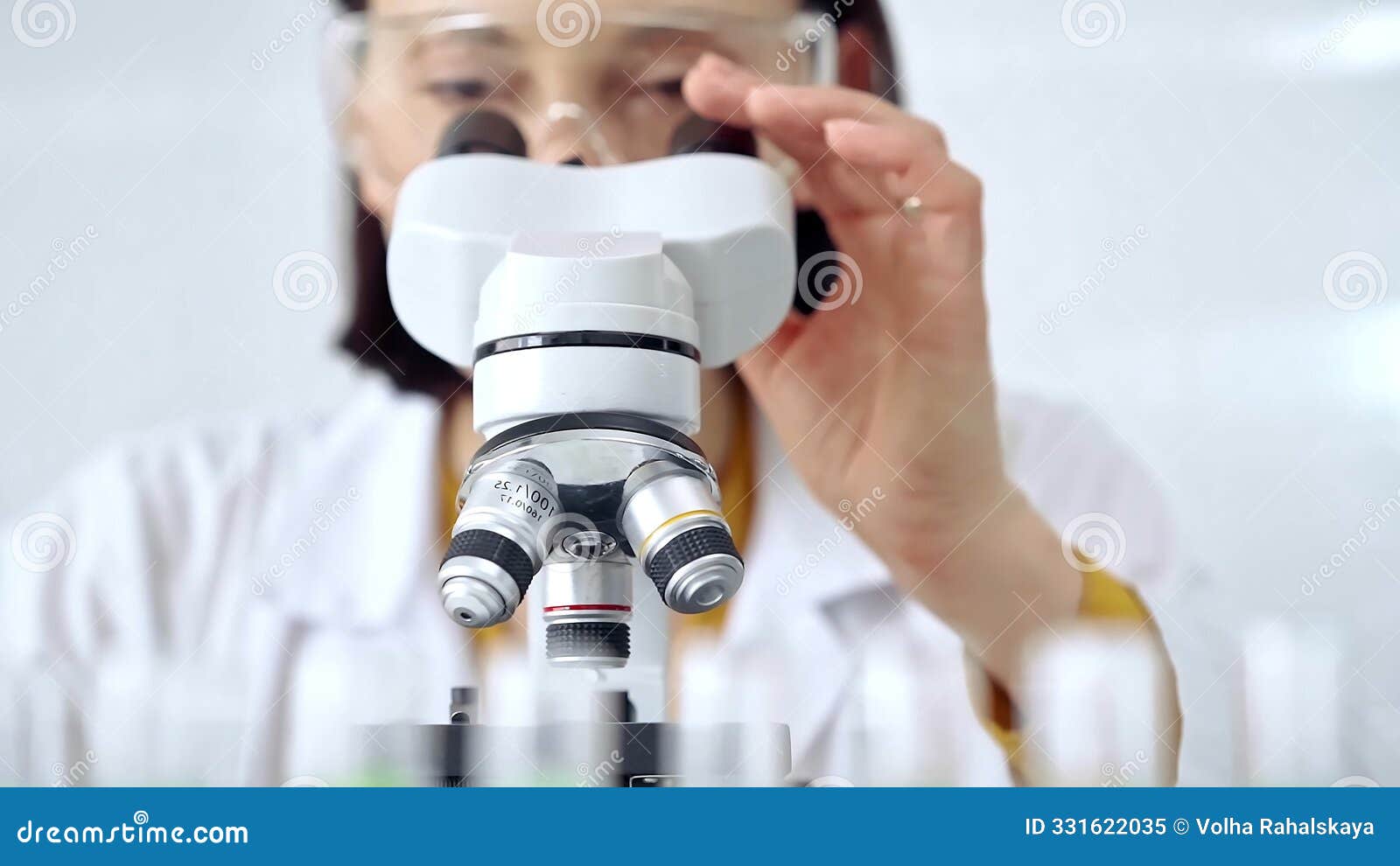 Woman Scientist Using Microscope in Laboratory. Microbiology Science ...