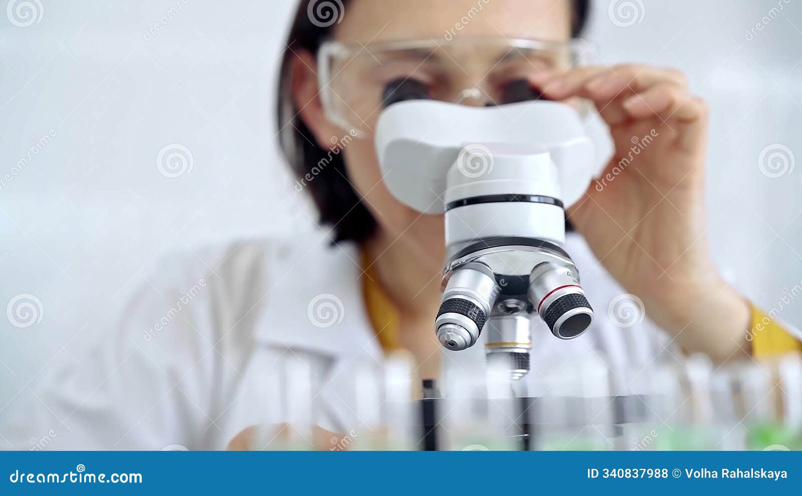 Woman Scientist Using Microscope in Laboratory. Microbiology Science ... Woman Scientist Using Microscope in Laboratory. Microbiology Science ...