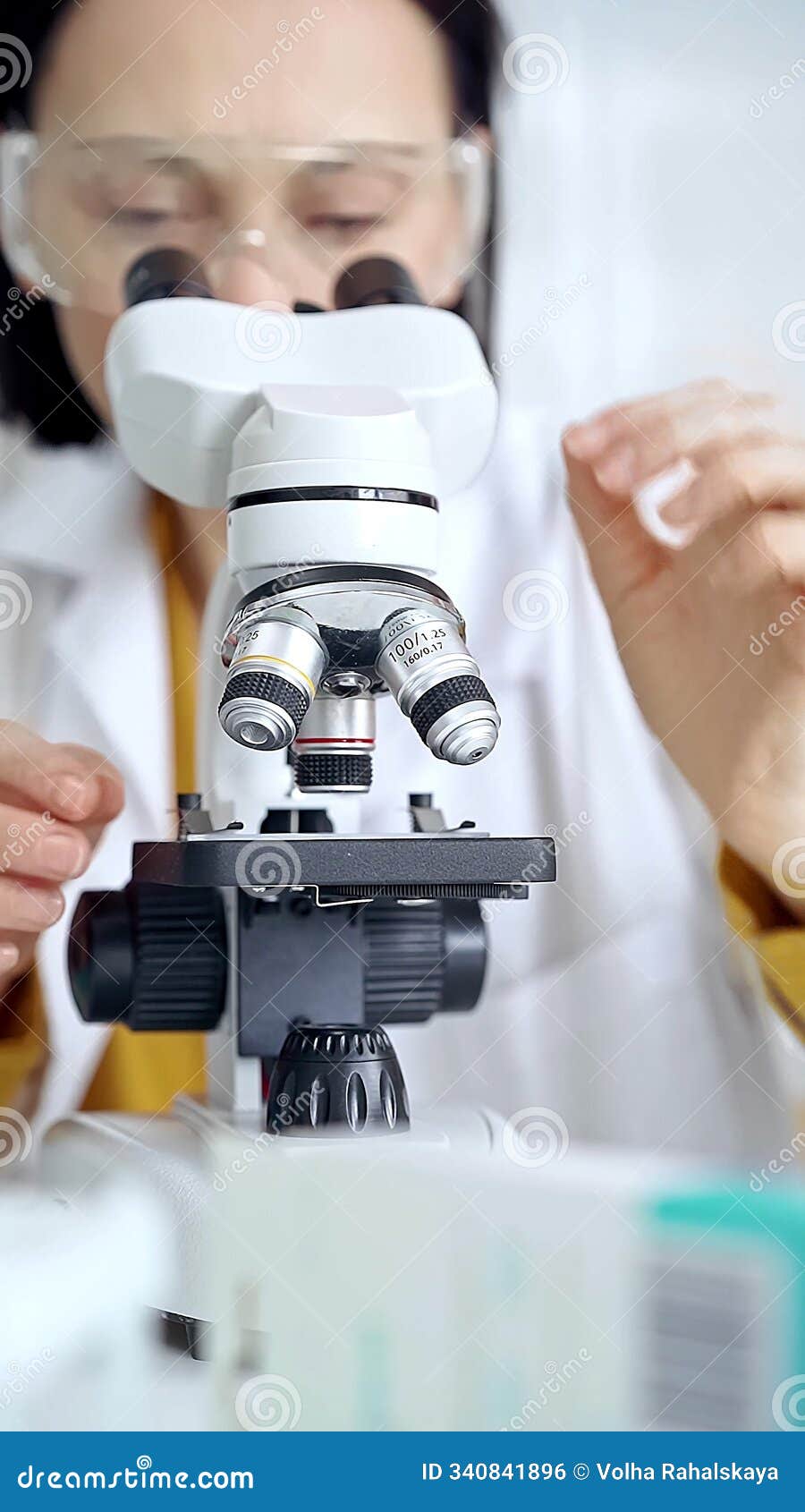 Microbiology Woman Studying Petri Dish In Laboratory Stock Photo ...