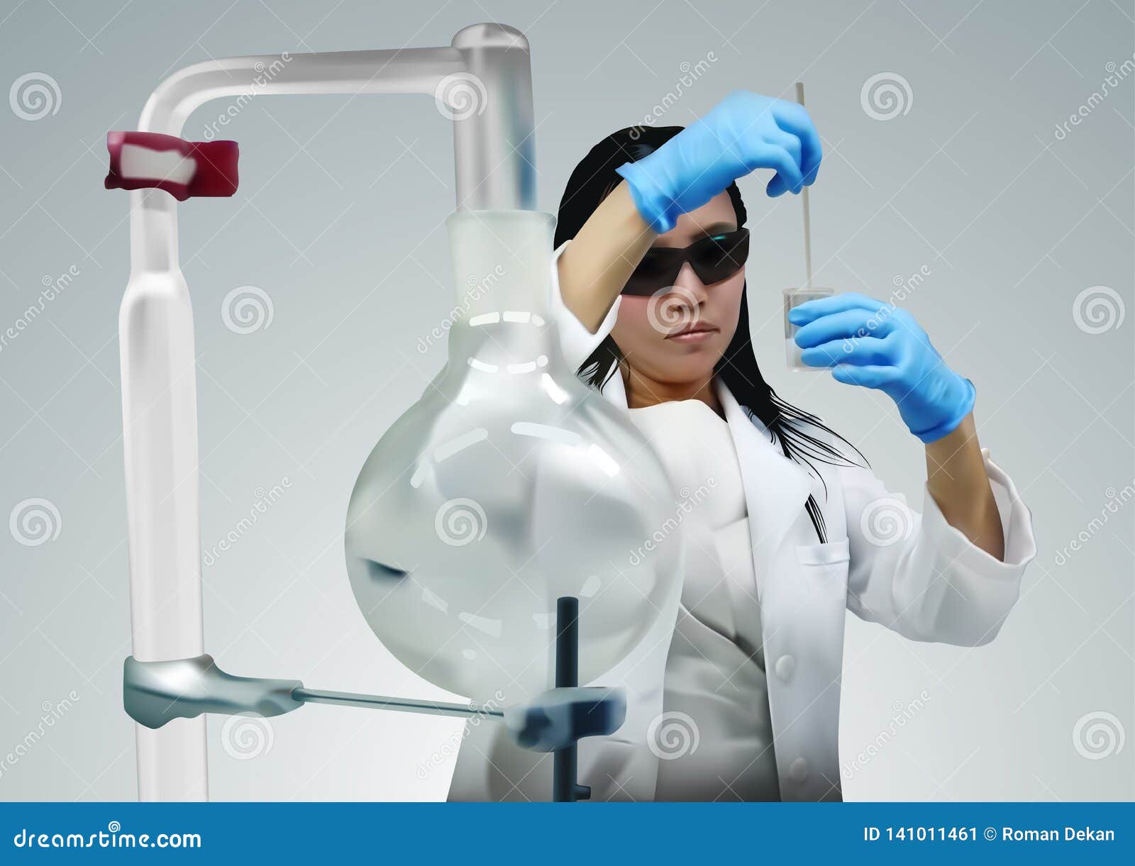 Woman Scientist Using Pipette In Laboratory Cartoon Vector ...