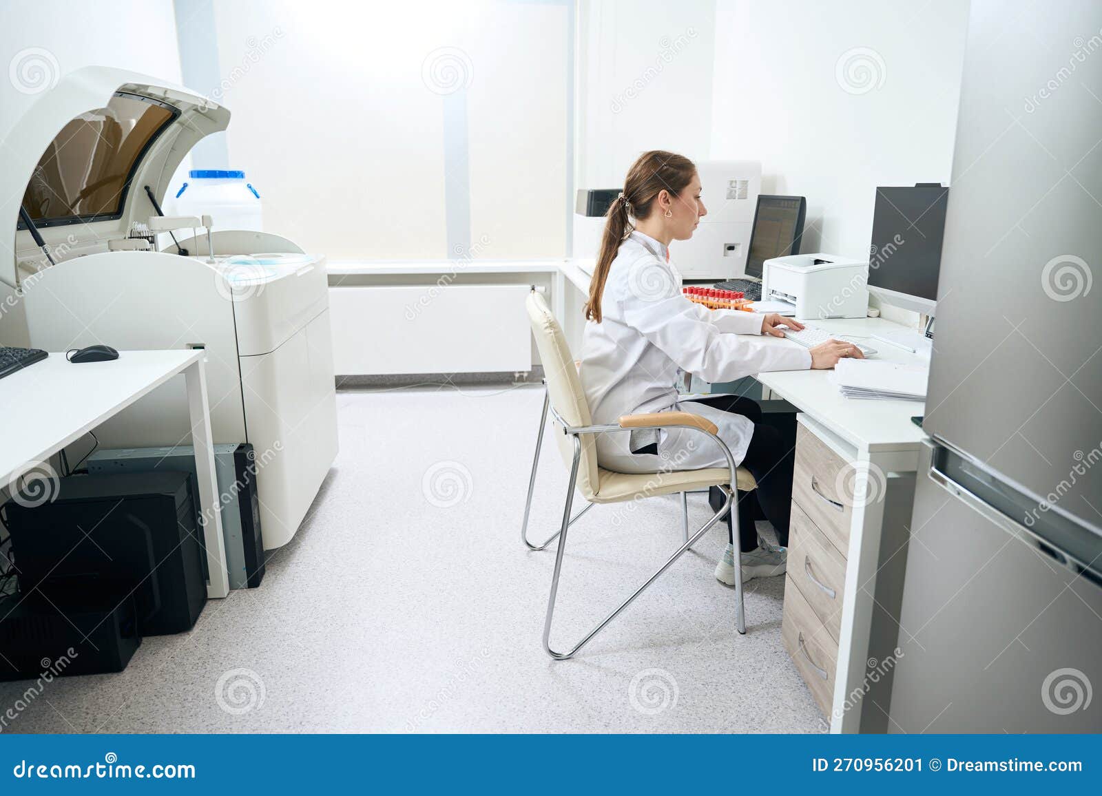 Woman Scientist at Workplace in Diagnostic Laboratory in Testing Unit ...
