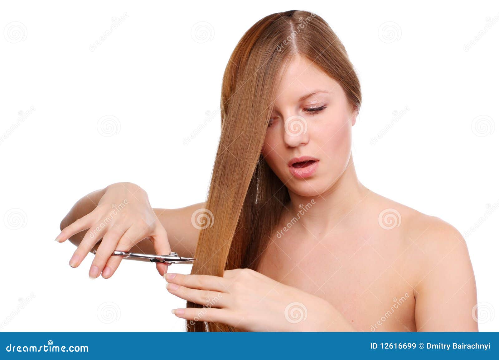 Woman with scissors stock image. Image of shoulders, fashion - 12616699