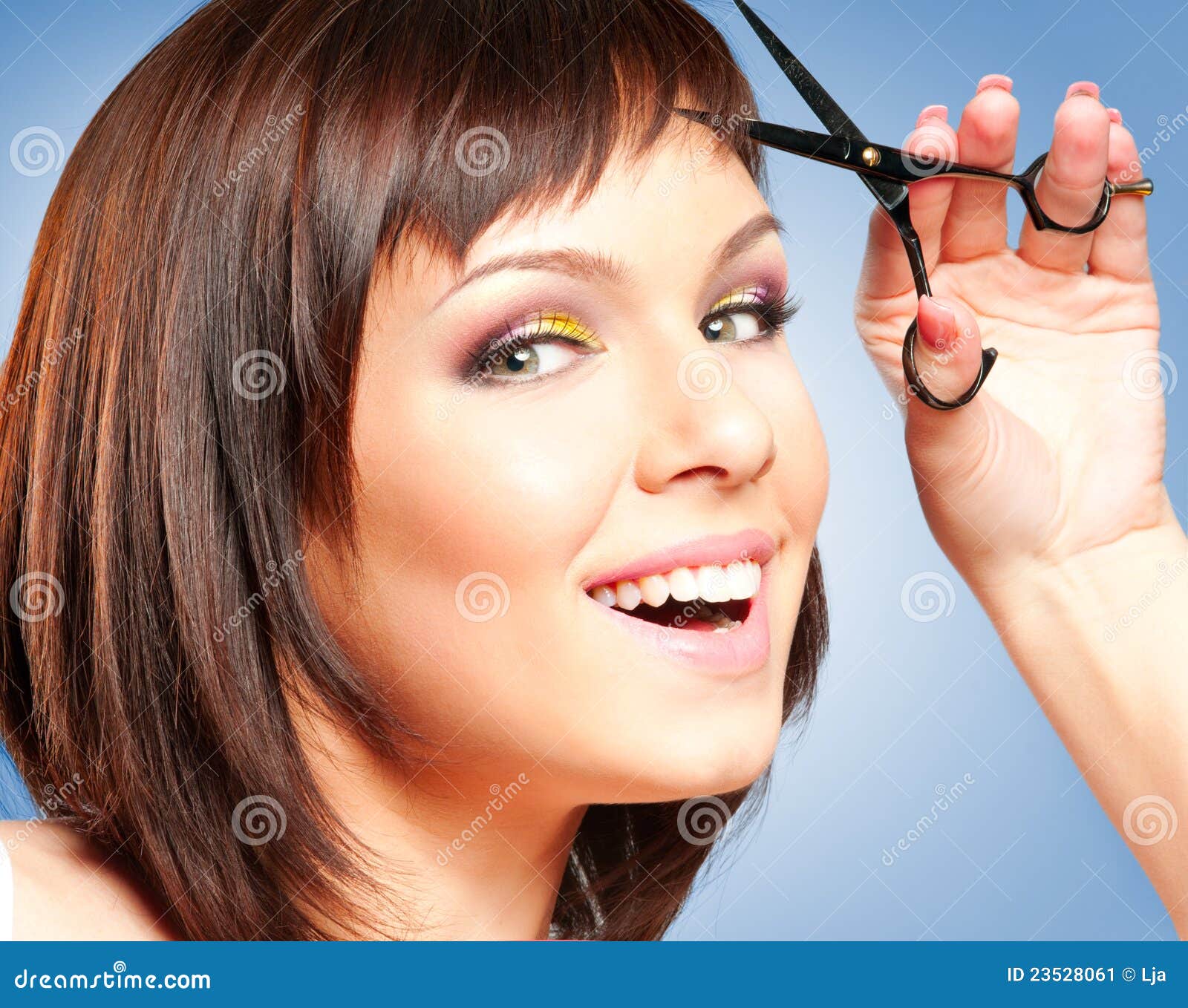 Woman with scissors stock image. Image of people, hairstyle - 23528061