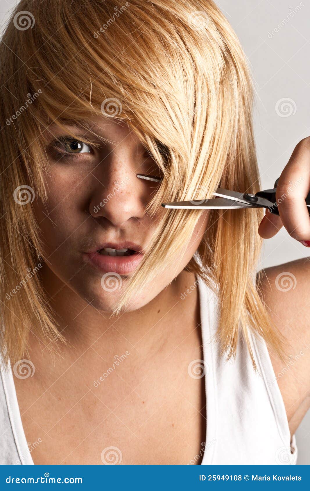 Woman with scissors stock photo. Image of fashion, blonde - 25949108