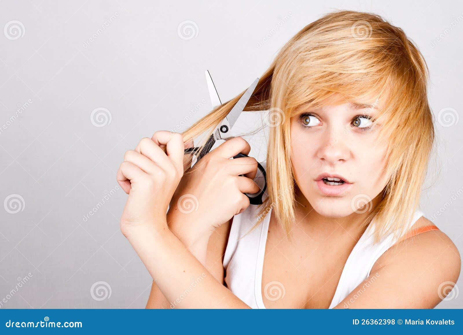 Woman with scissors stock photo. Image of closeup, portrait - 26362398
