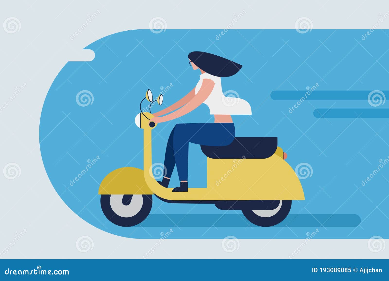Illustration of a Girl Rides a Two Wheeler Stock Vector - Illustration ...