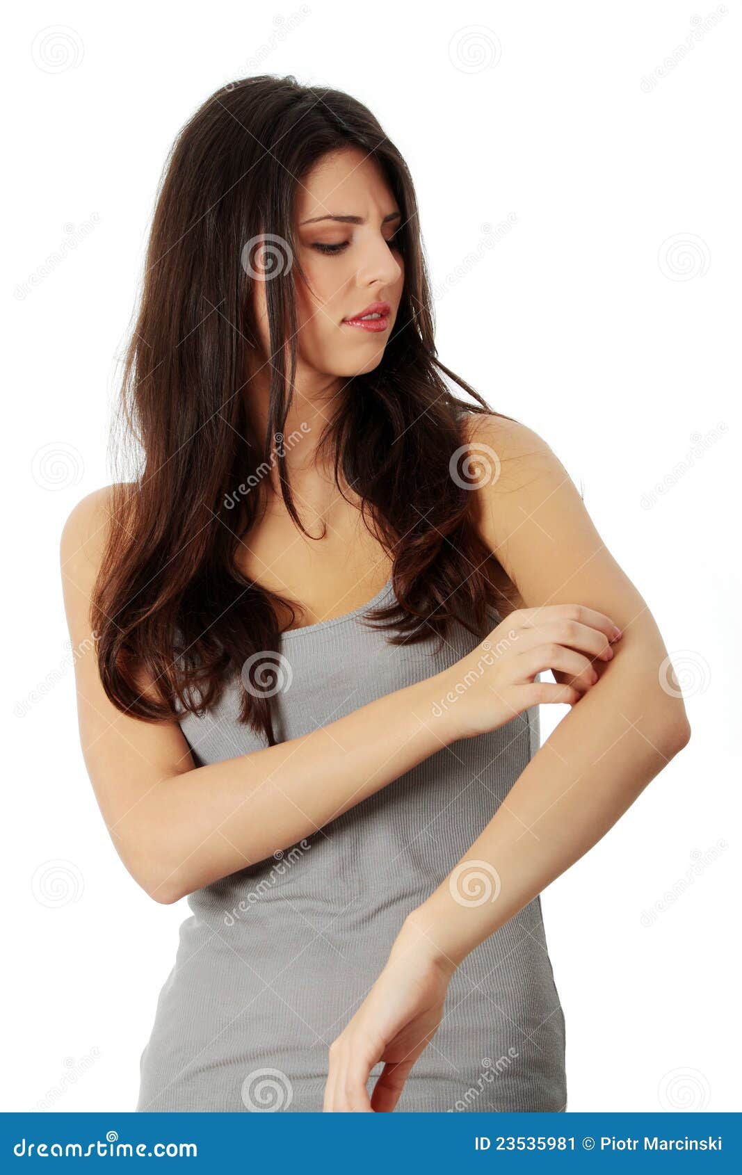 Woman scraching her self stock image. Image of hurting - 23535981