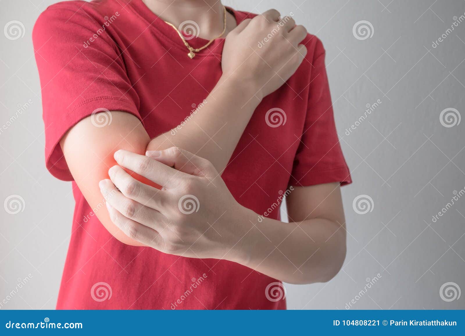 Woman Scratching Her Elbow. Stock Image - Image of medicine, disease ...