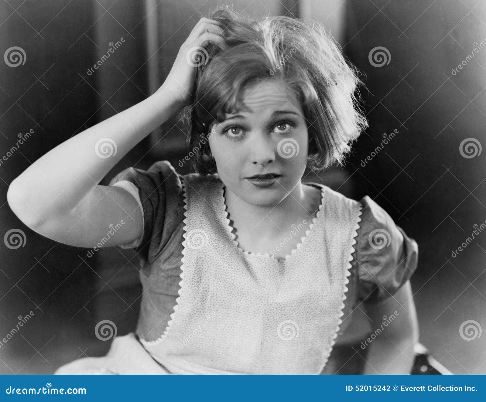 Woman scratching her head stock photo. Image of females - 52015242