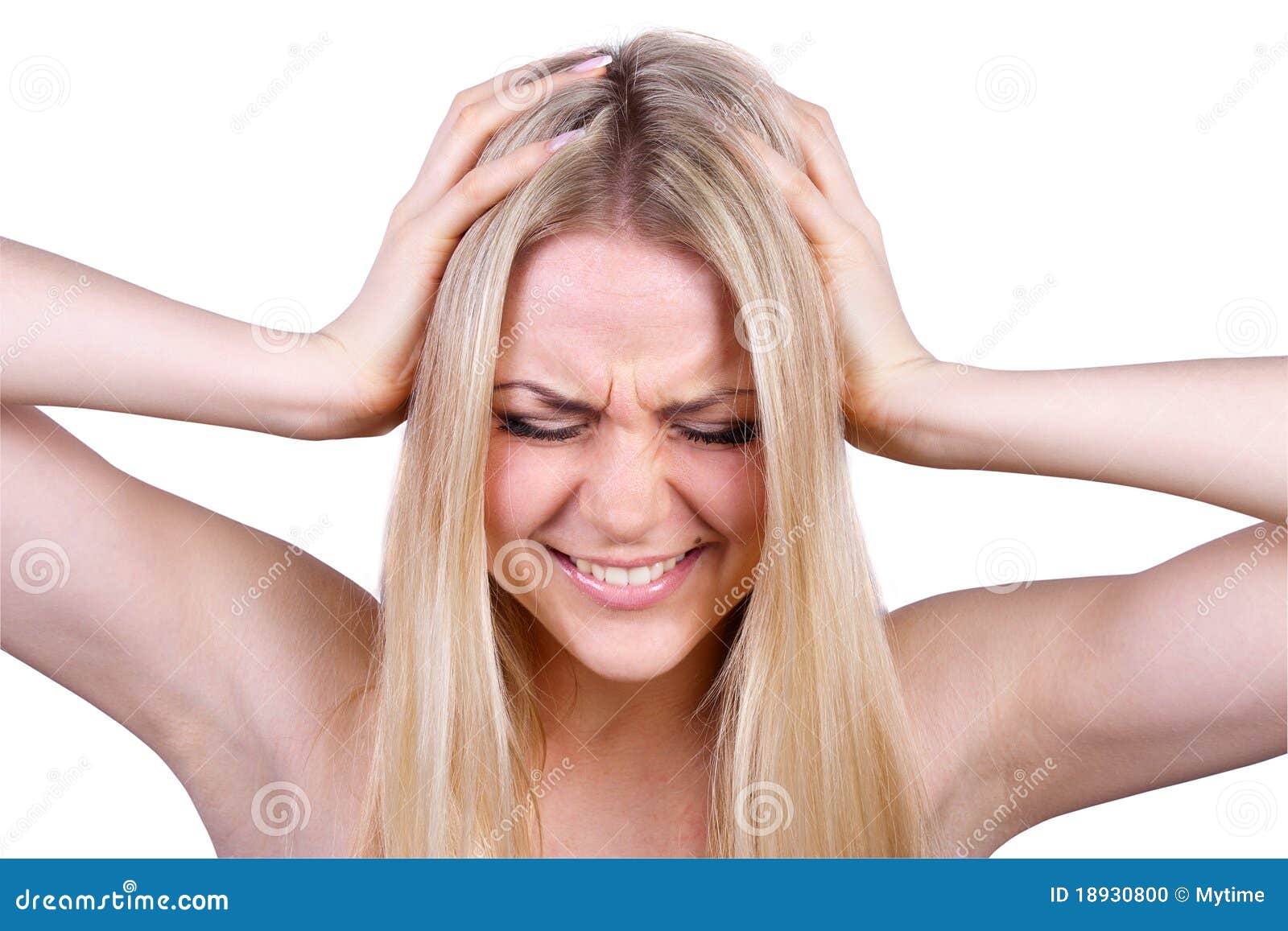 Woman Screaming while Covering Her Ears Stock Photo - Image of lady ...