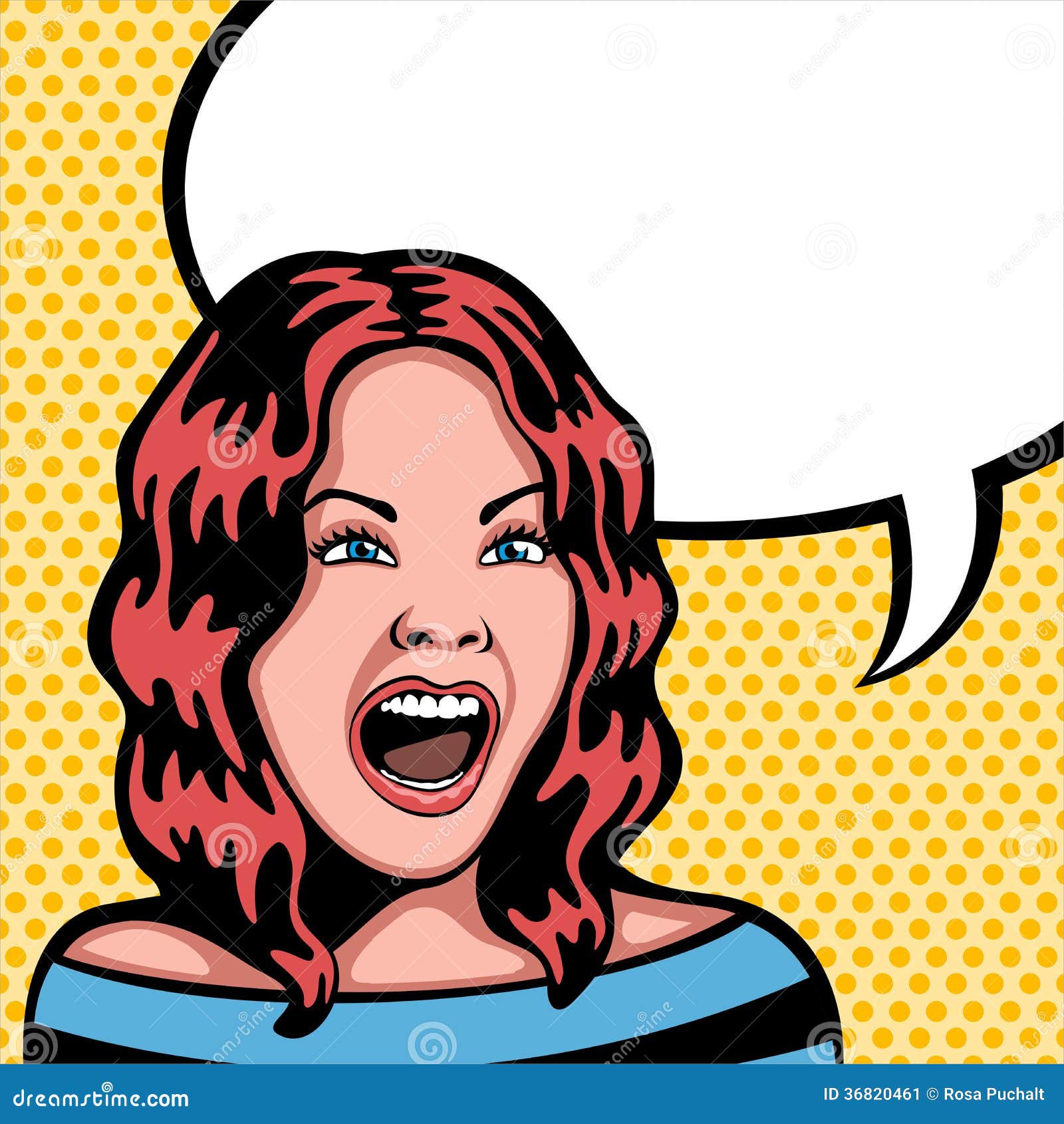 Woman Screaming And Keeps Hands On Head. Girl Has A Headache. Vector ...