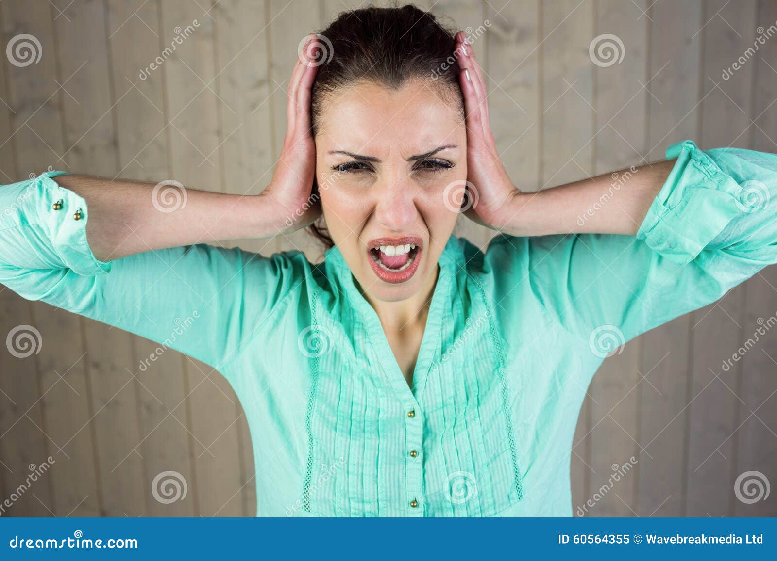 Woman Screaming with Head in Hands Stock Image - Image of hair, person ...