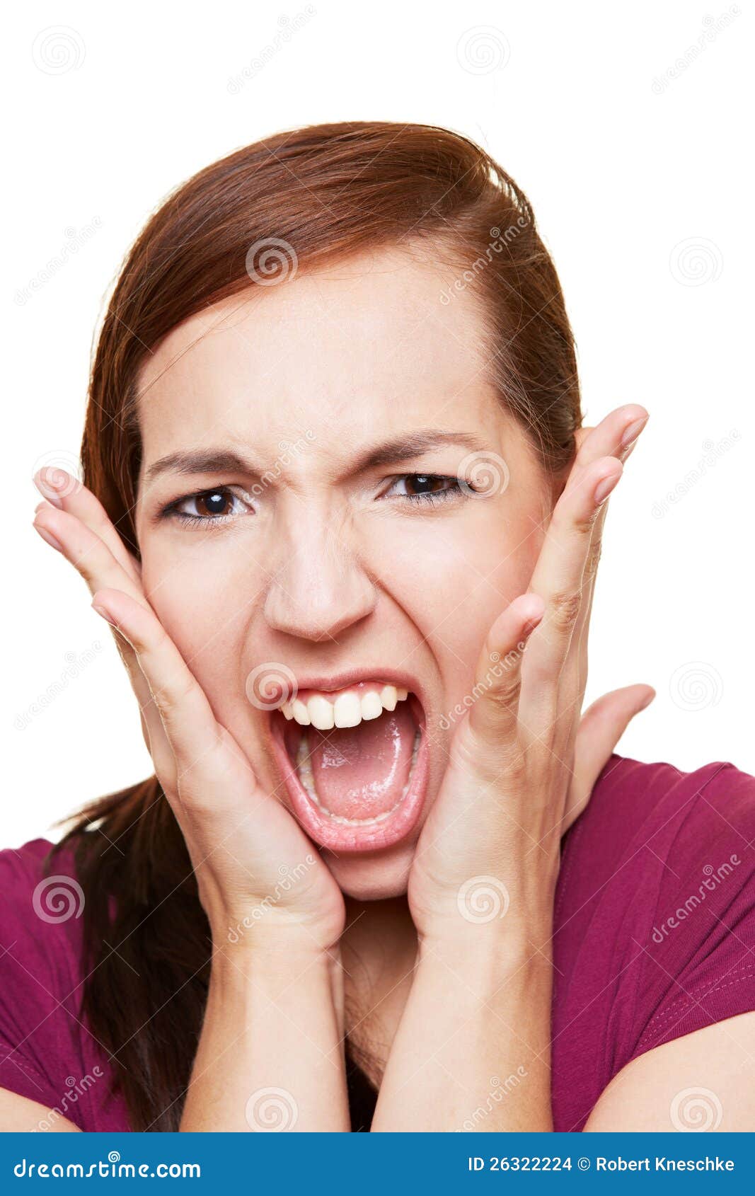 Woman screaming loudly stock photo. Image of camera, head - 26322224