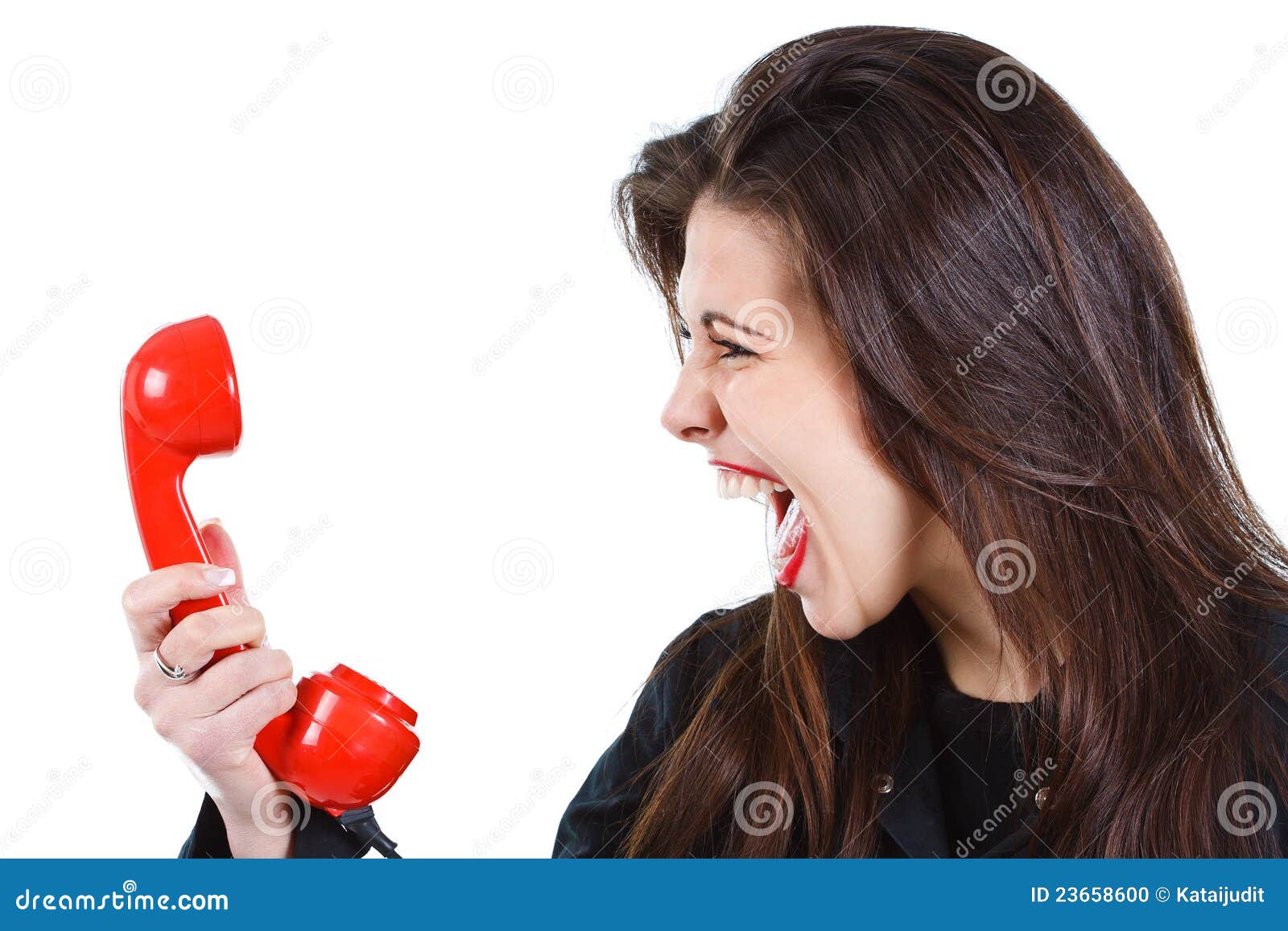 Woman Screaming into Telephone Stock Photo - Image of female ...