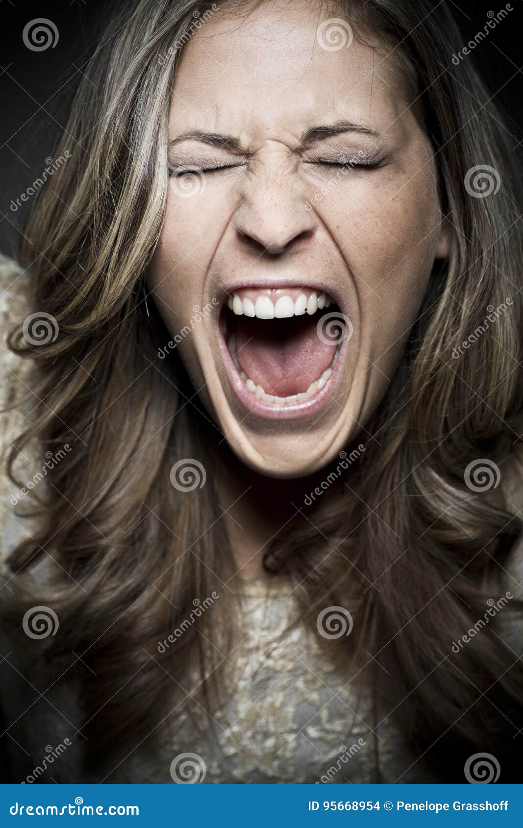 Woman screams loud stock photo. Image of revenge, screaming - 95668954