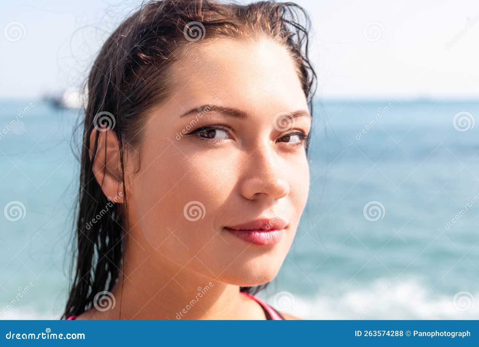 Woman Sea Sup. Close Up Portrait of Beautiful Young Caucasian Wo Stock ... Woman Sea Sup. Close Up Portrait of Beautiful Young Caucasian Wo Stock ...