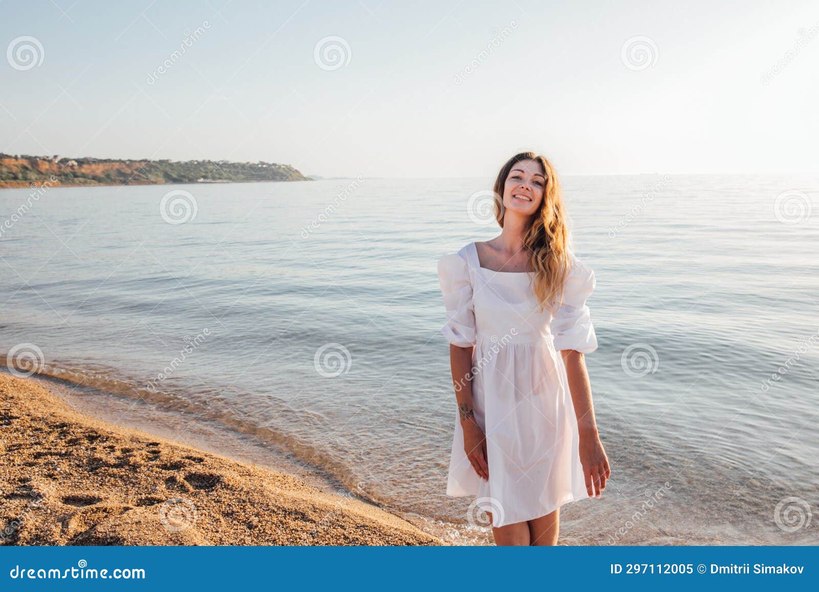 A Woman by the Sea Walk Rest Beach Summer Stock Image - Image of model ...