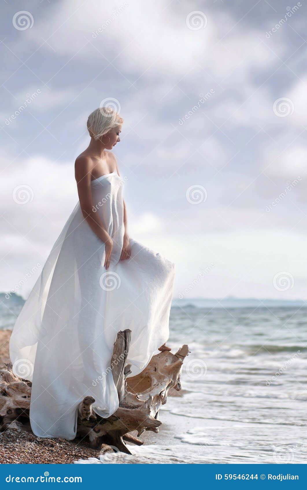Woman at the seaside stock photo. Image of morning, blue - 59546244