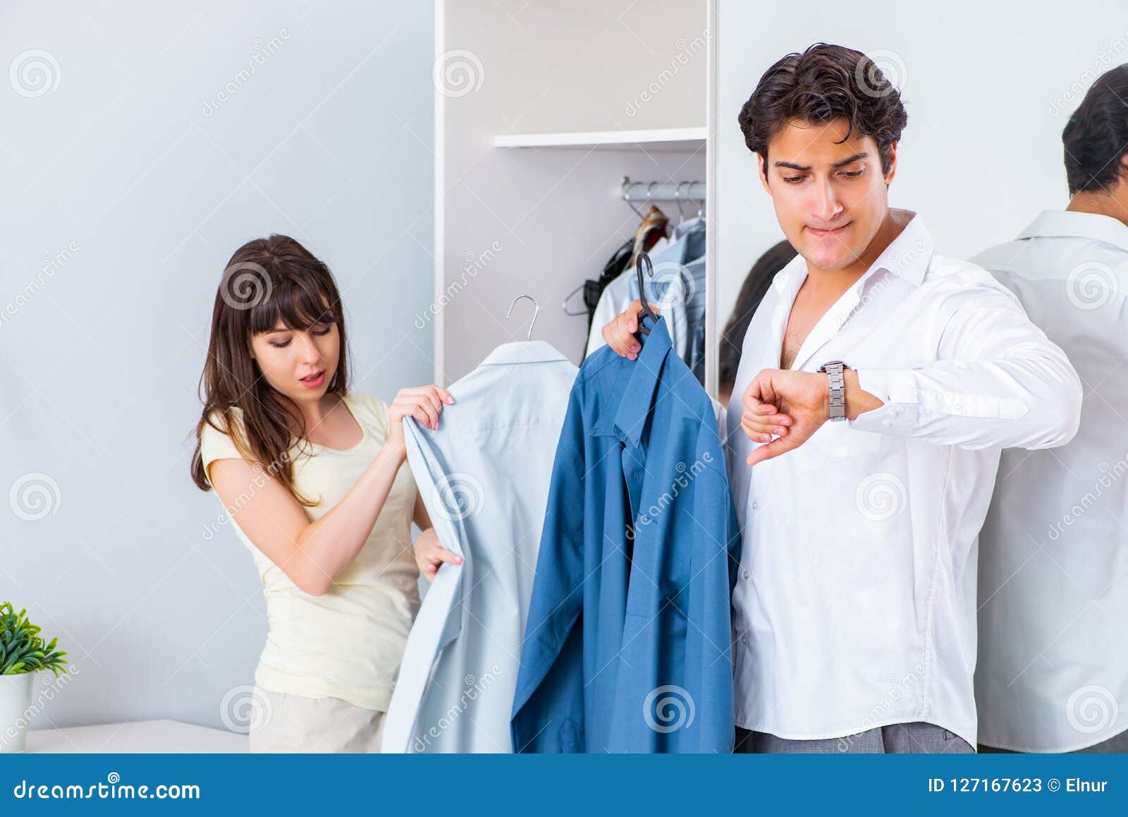 The Woman Sees Her Husband Off To Work Stock Image - Image of business ...