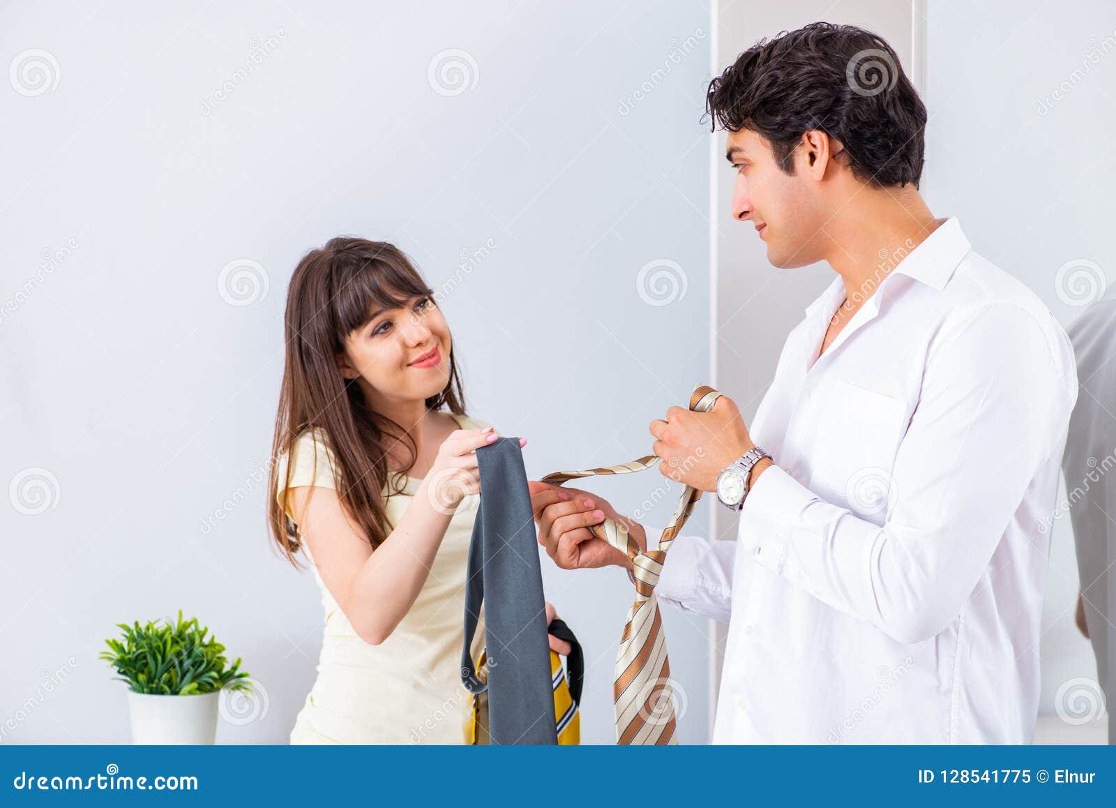 The Woman Sees Her Husband Off To Work Stock Image - Image of code ...