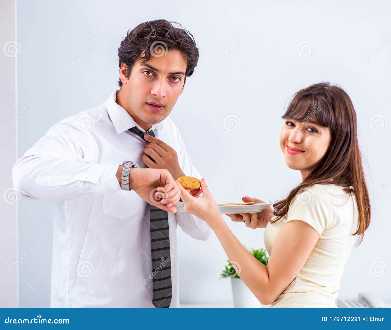 Woman Sees Her Husband Off To Work Stock Image - Image of business ...