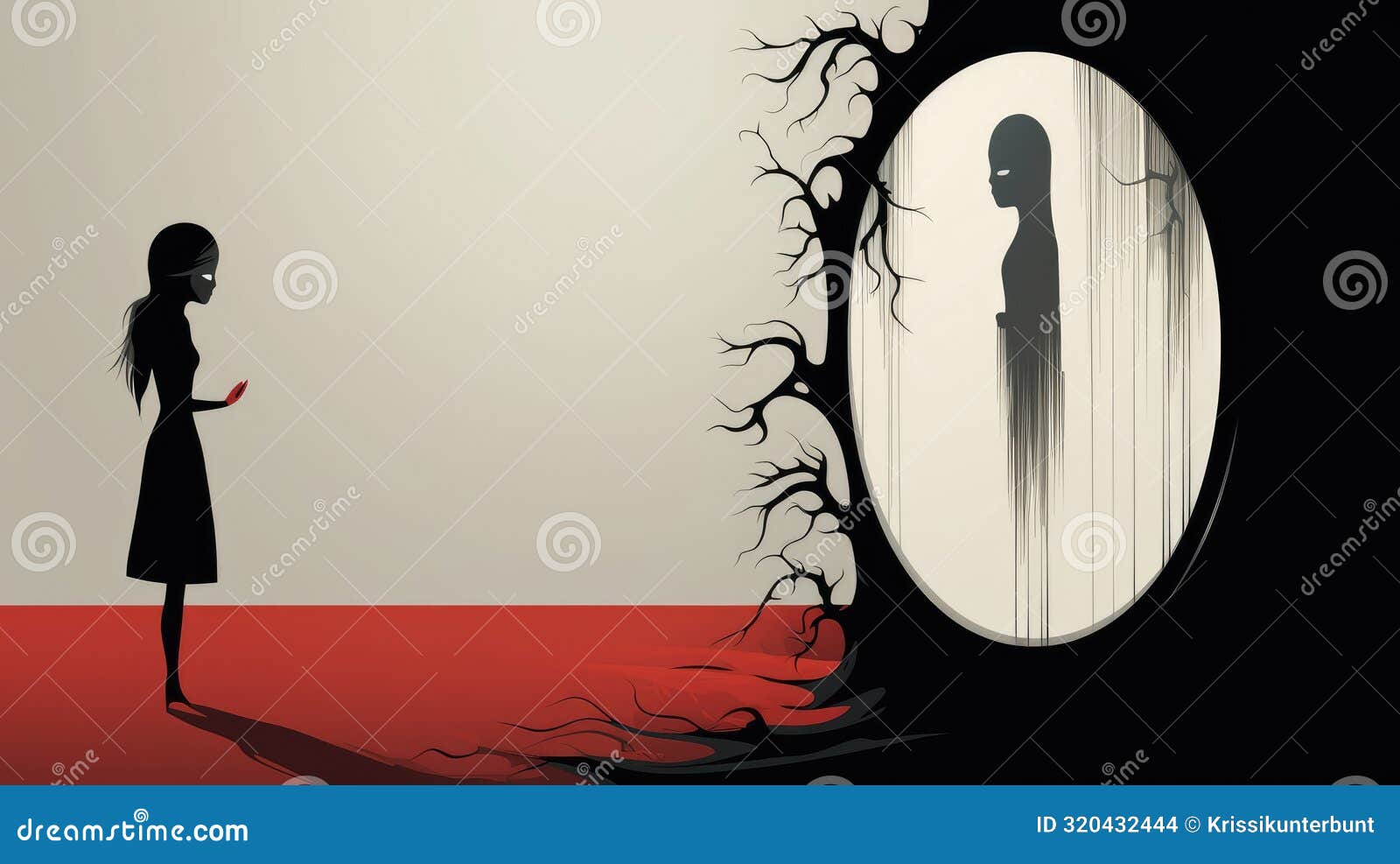 Woman Sees a Monster in His Reflection in the Mirror AI Generated Stock ...