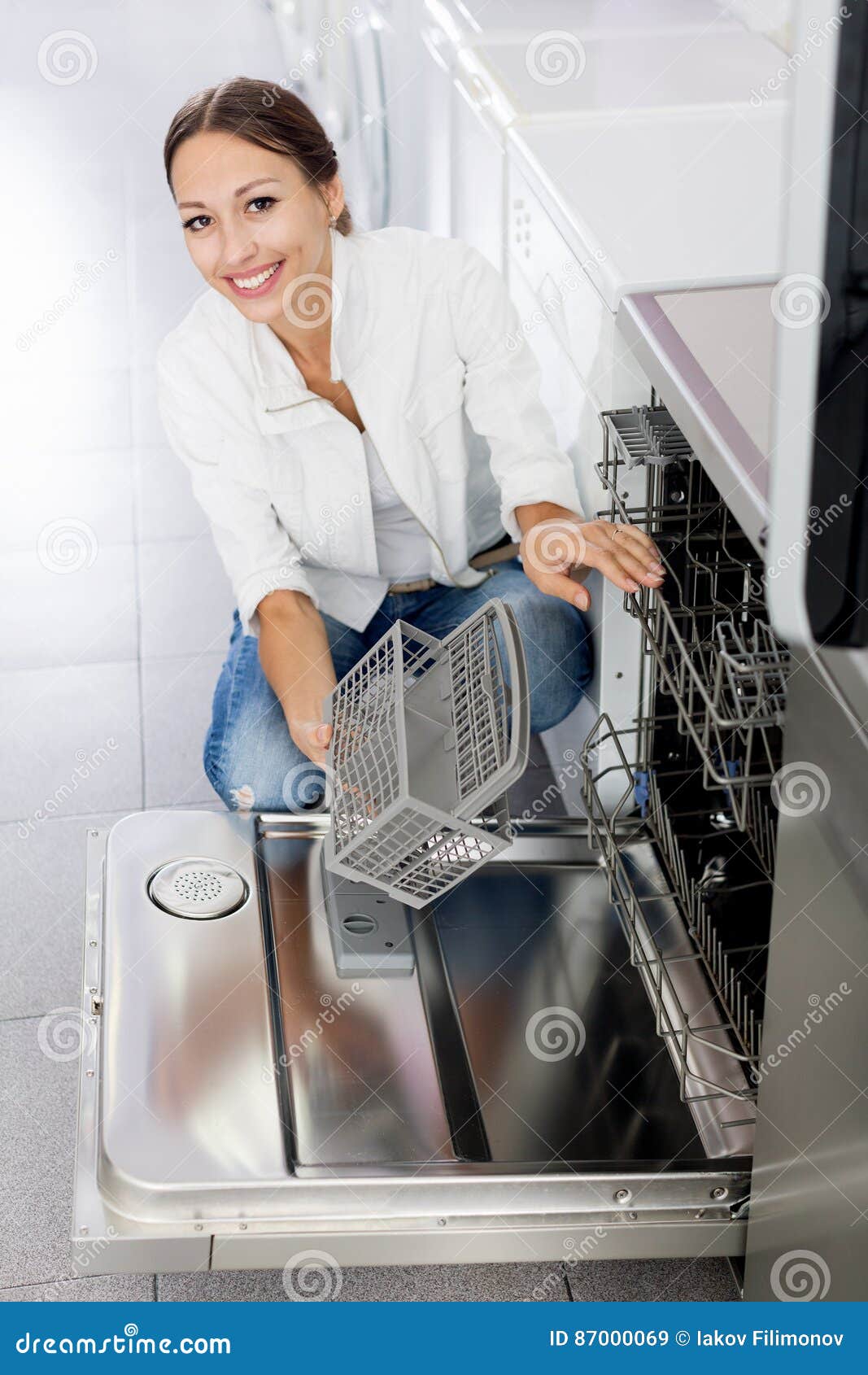 Woman Selecting Modern Dishwasher Stock Image - Image of mall, client ...