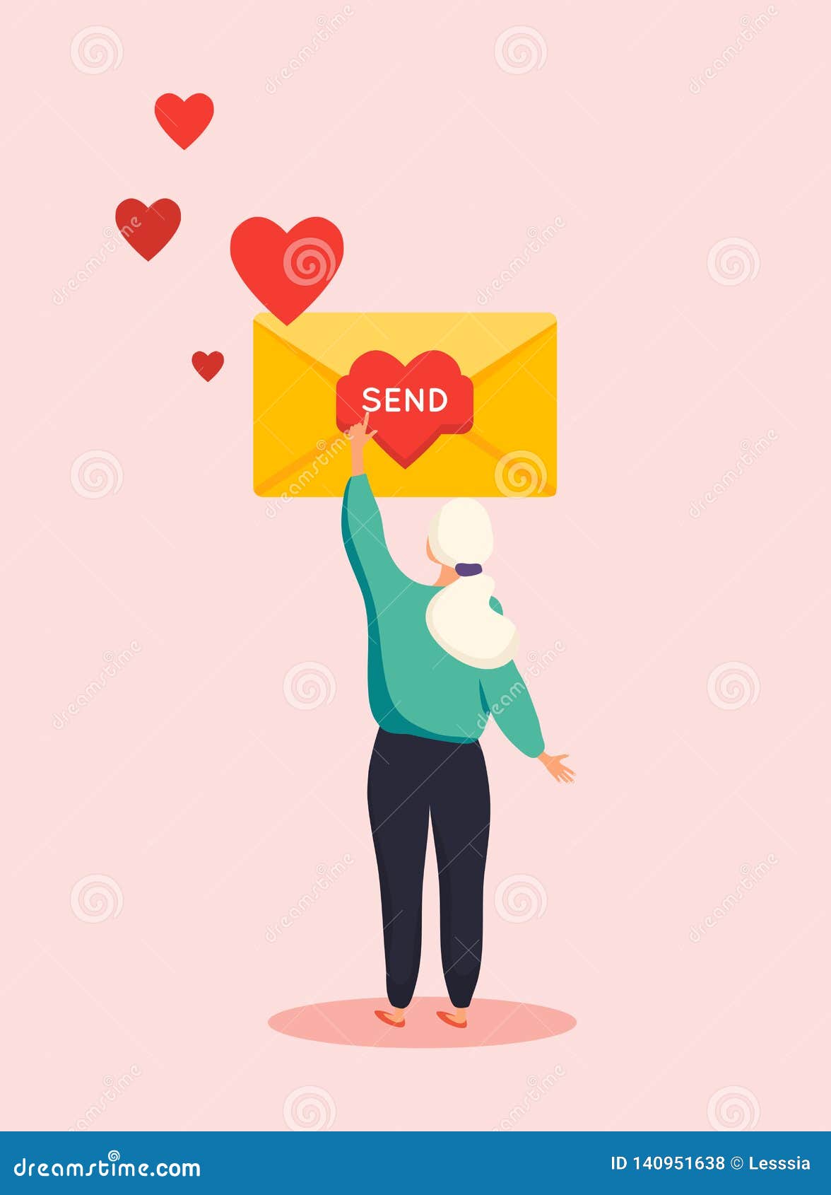 Woman Send Love Message. Illustration of a Letter in Flat Style Stock ...