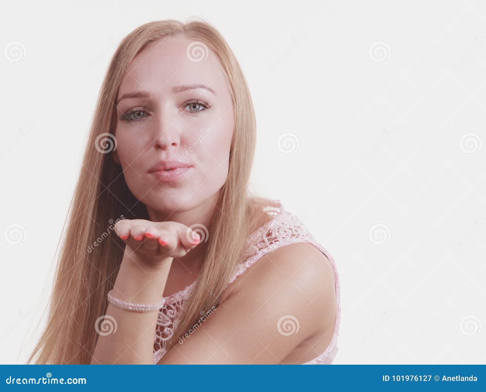 Woman Sending Air Kiss Stock Image Image Of Young Romantic 101976127
