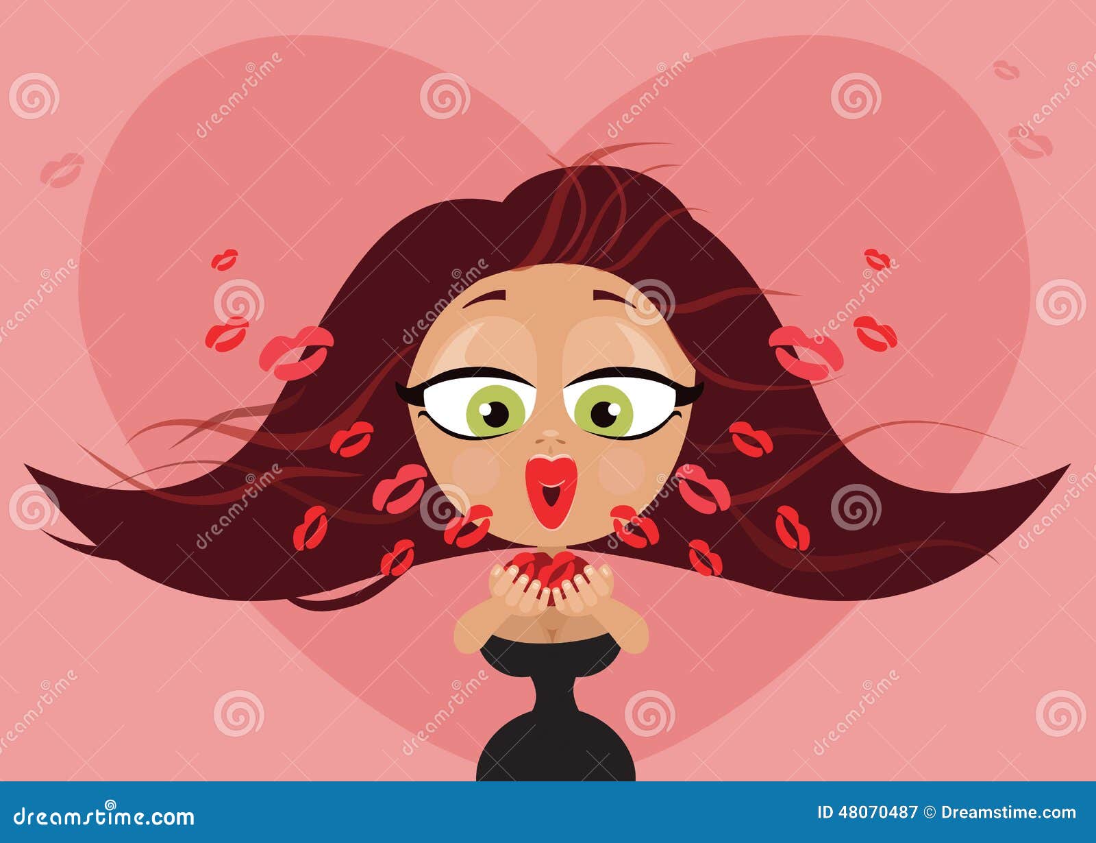 Woman sending a kiss stock vector. Illustration of pink - 48070487