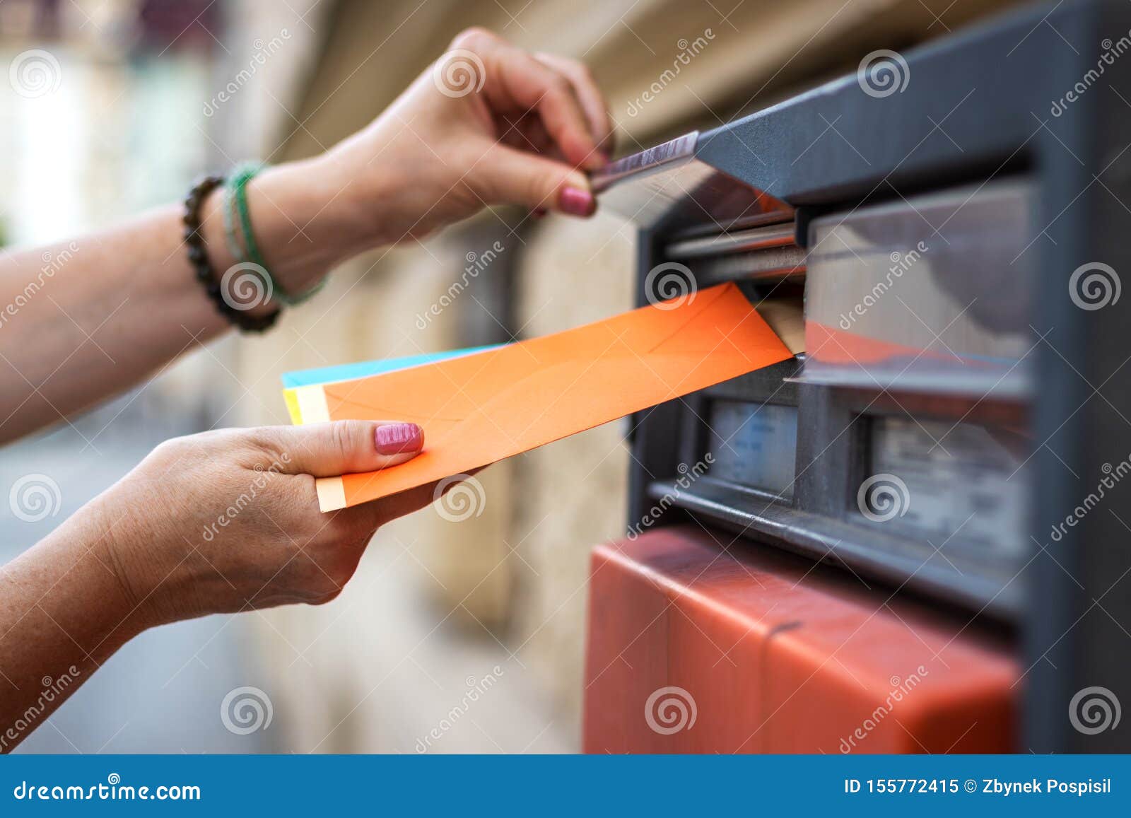 Woman Sending Letters by Mail. Stock Image - Image of letterbox, close ...