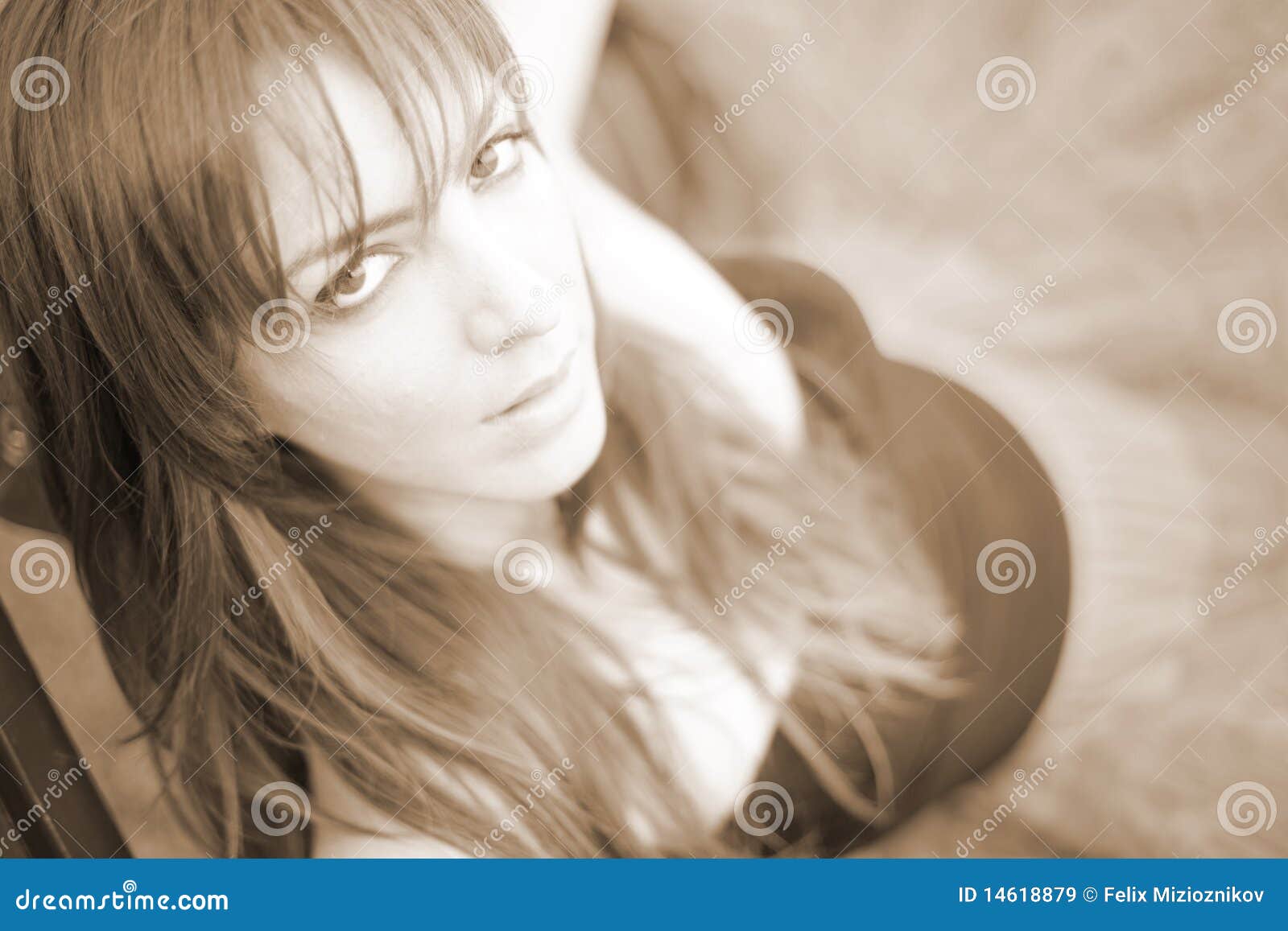 Woman in sepia tone stock image. Image of cute, skirt - 14618879