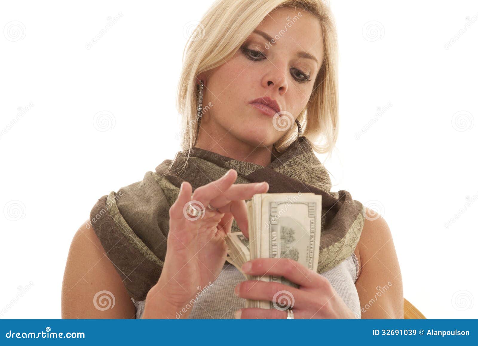 Woman Serious Counting Money Stock Image - Image of buying, flip: 32691039
