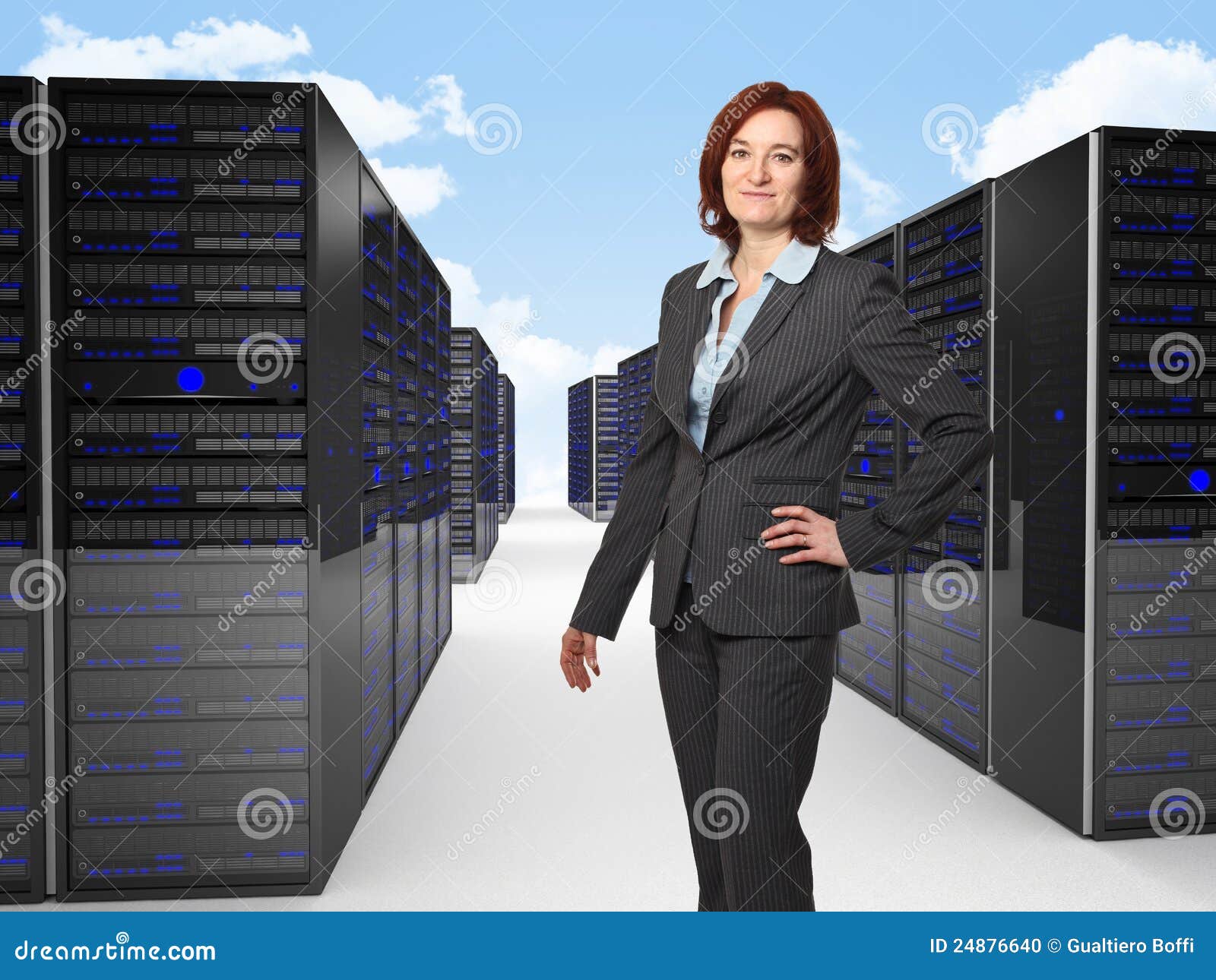 Woman and server stock photo. Image of casual, industry - 24876640