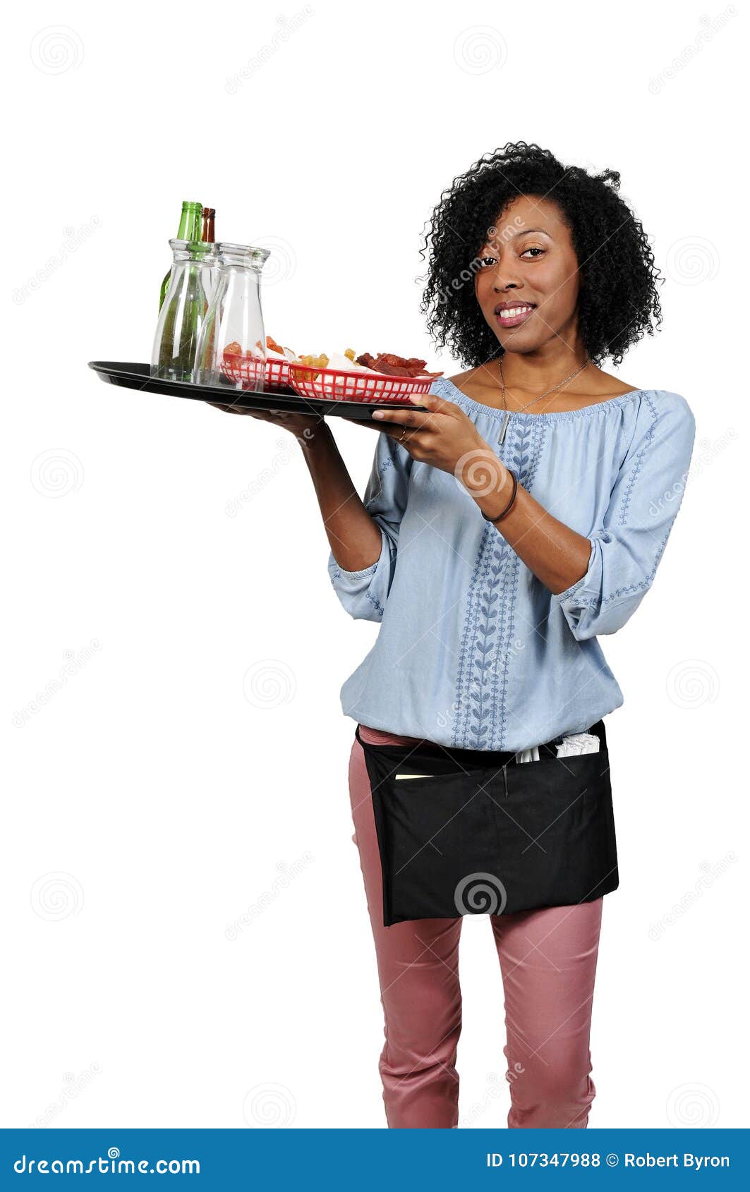 Woman server or waitress stock photo. Image of employee - 107347988