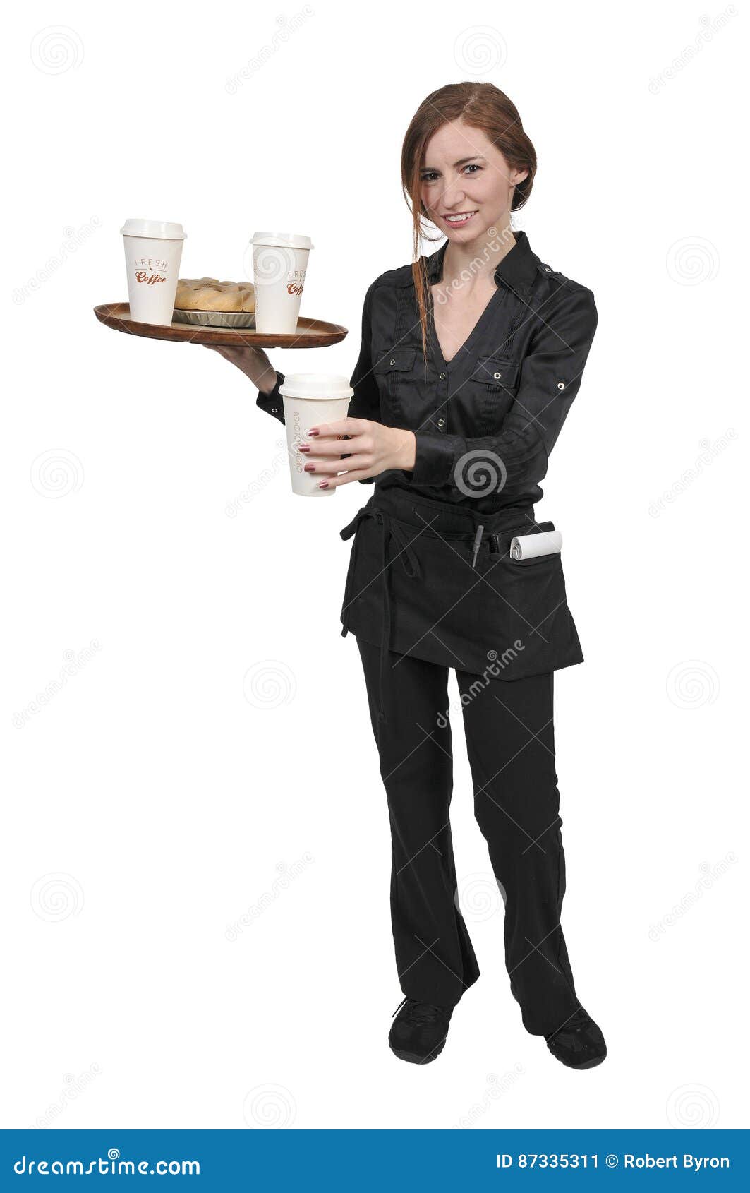 Woman server or waitress stock image. Image of industry - 87335311