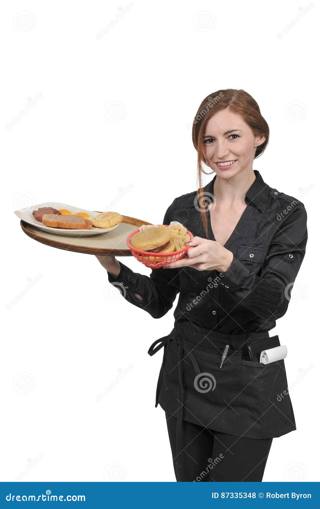 Woman server or waitress stock photo. Image of lifestyle - 87335348