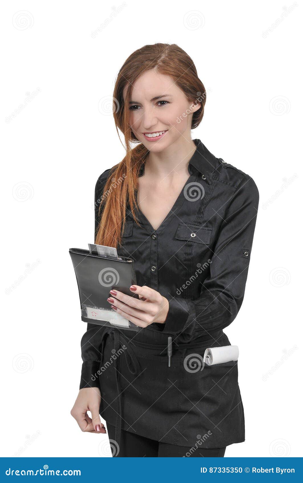 Woman server or waitress stock photo. Image of restaurant - 87335350