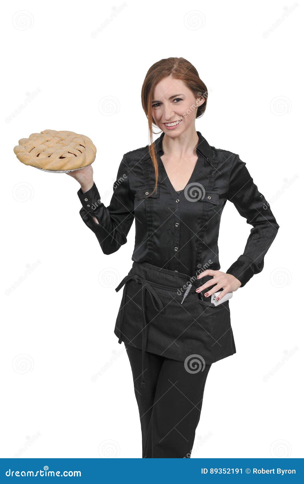 Woman server or waitress stock image. Image of apron - 89352191