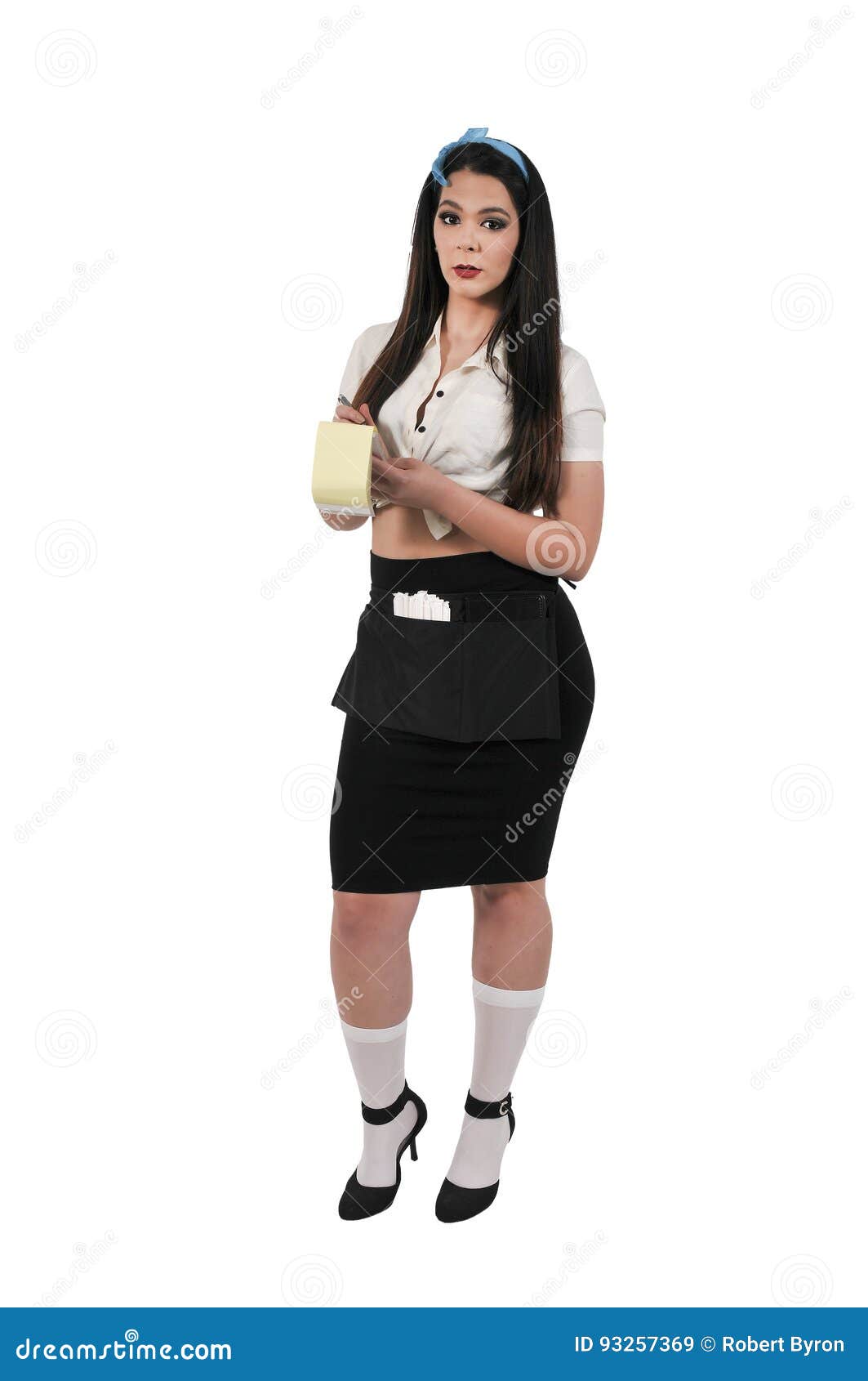 Woman server or waitress stock image. Image of server - 93257369
